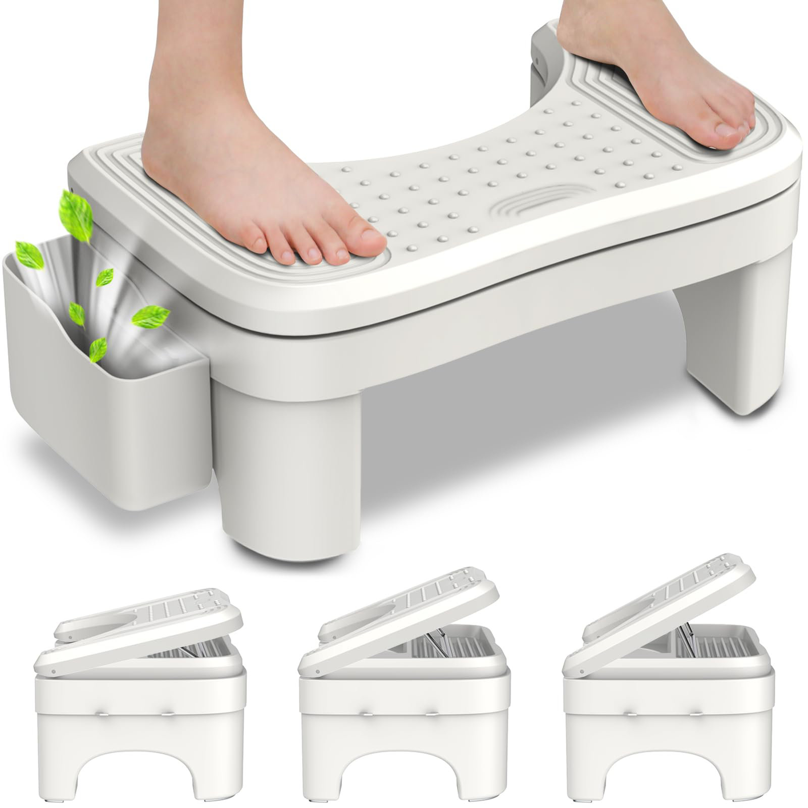 ACTIVE DOOR & WINDOW Bathroom Stool With Storage Box, Height Adjustable ...