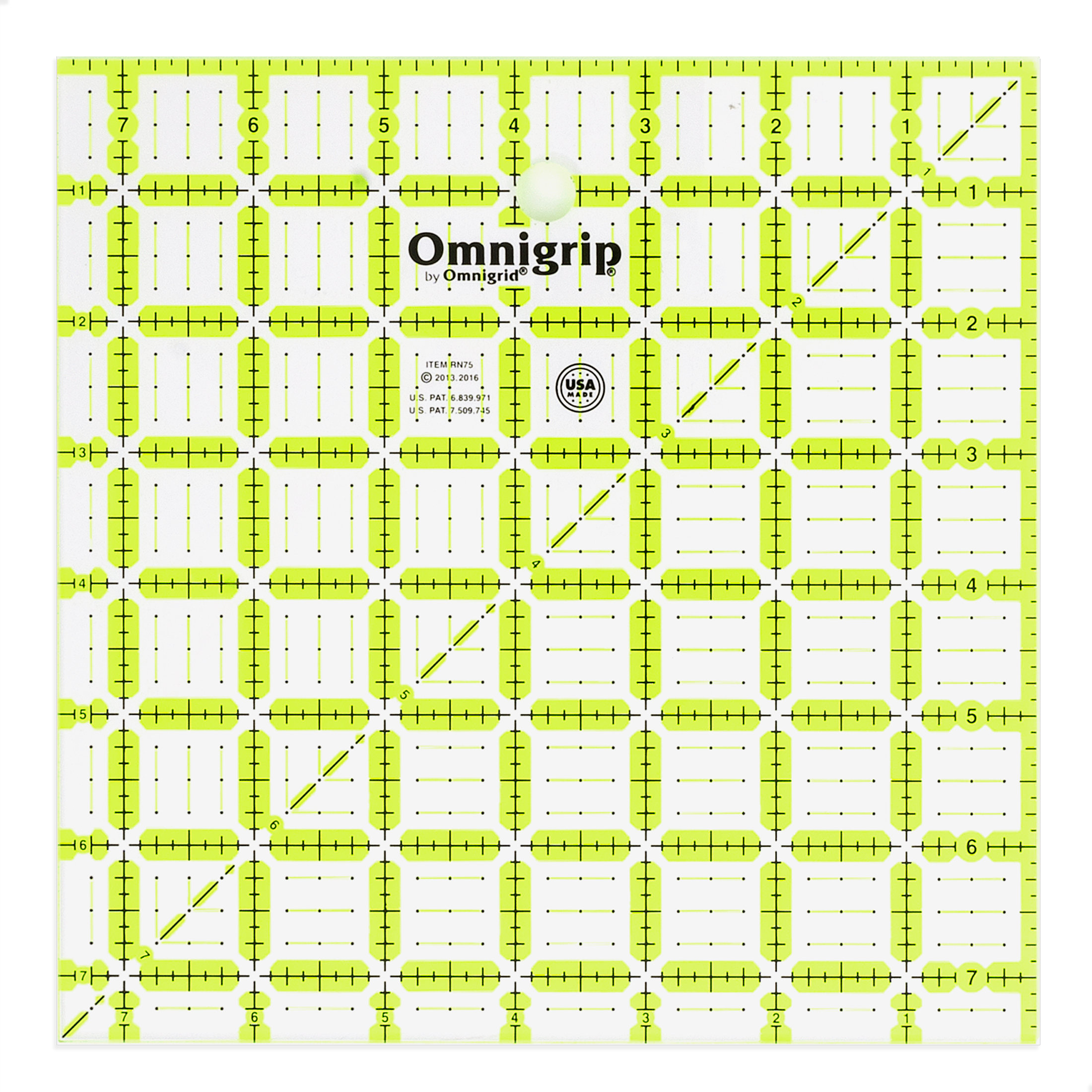 Omnigrid Omnigrip 7-1/2" x 7-1/2" Non-Slip Square Quilting Ruler ...