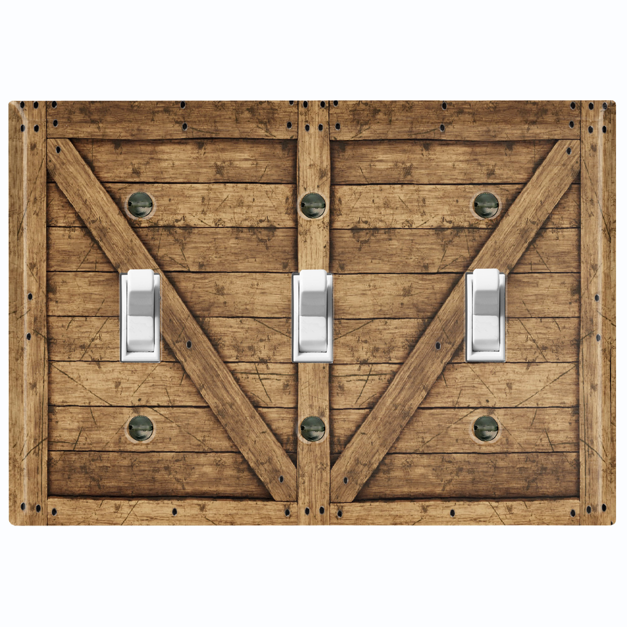 WorldAcc Metal Light Switch Plate Outlet Cover (Biege Fence Barn Door ...