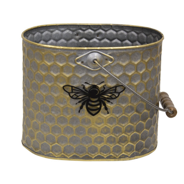 August Grove® Honeycomb Bee 2 Piece Metal Bucket Set | Wayfair