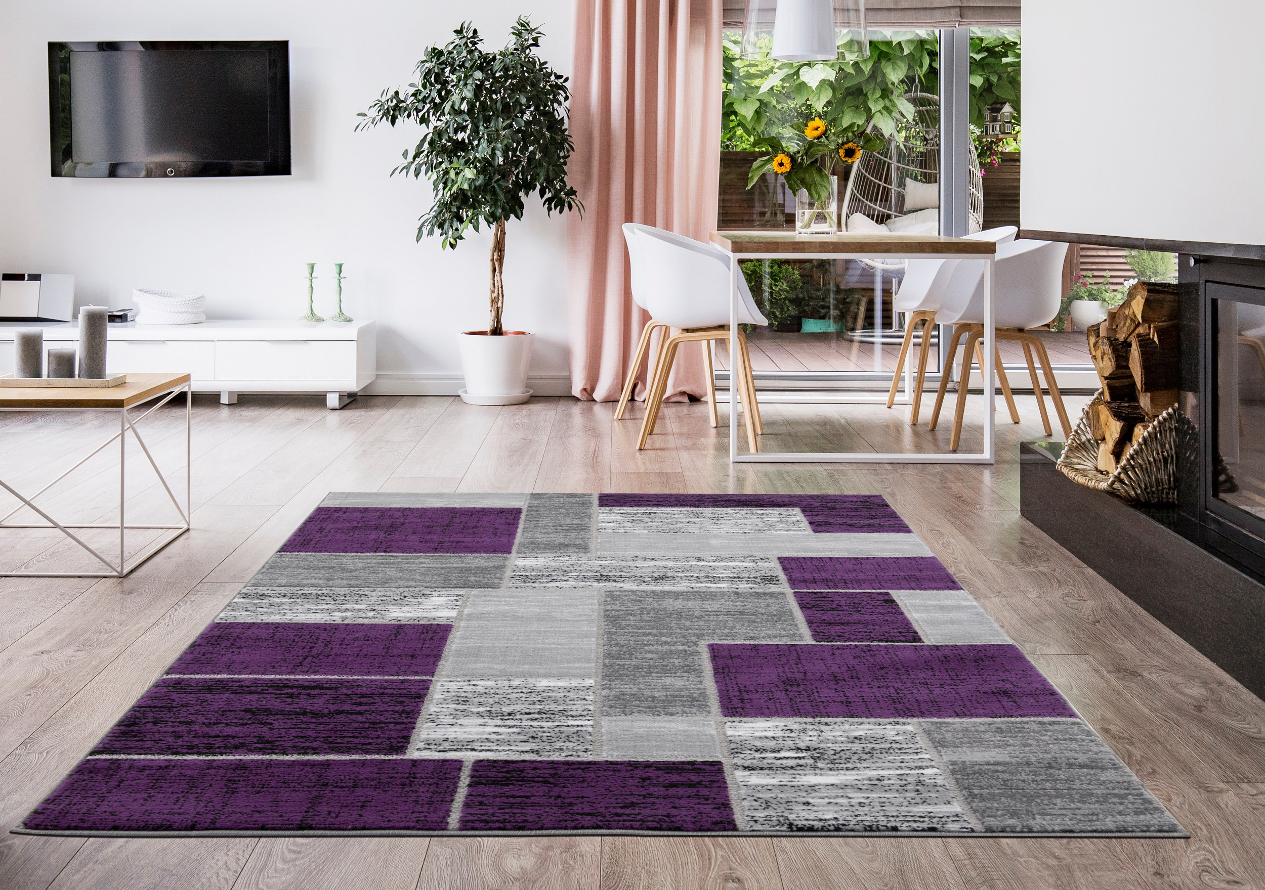 Ebern Designs Balderston Geometric Purple Area Rug & Reviews | Wayfair