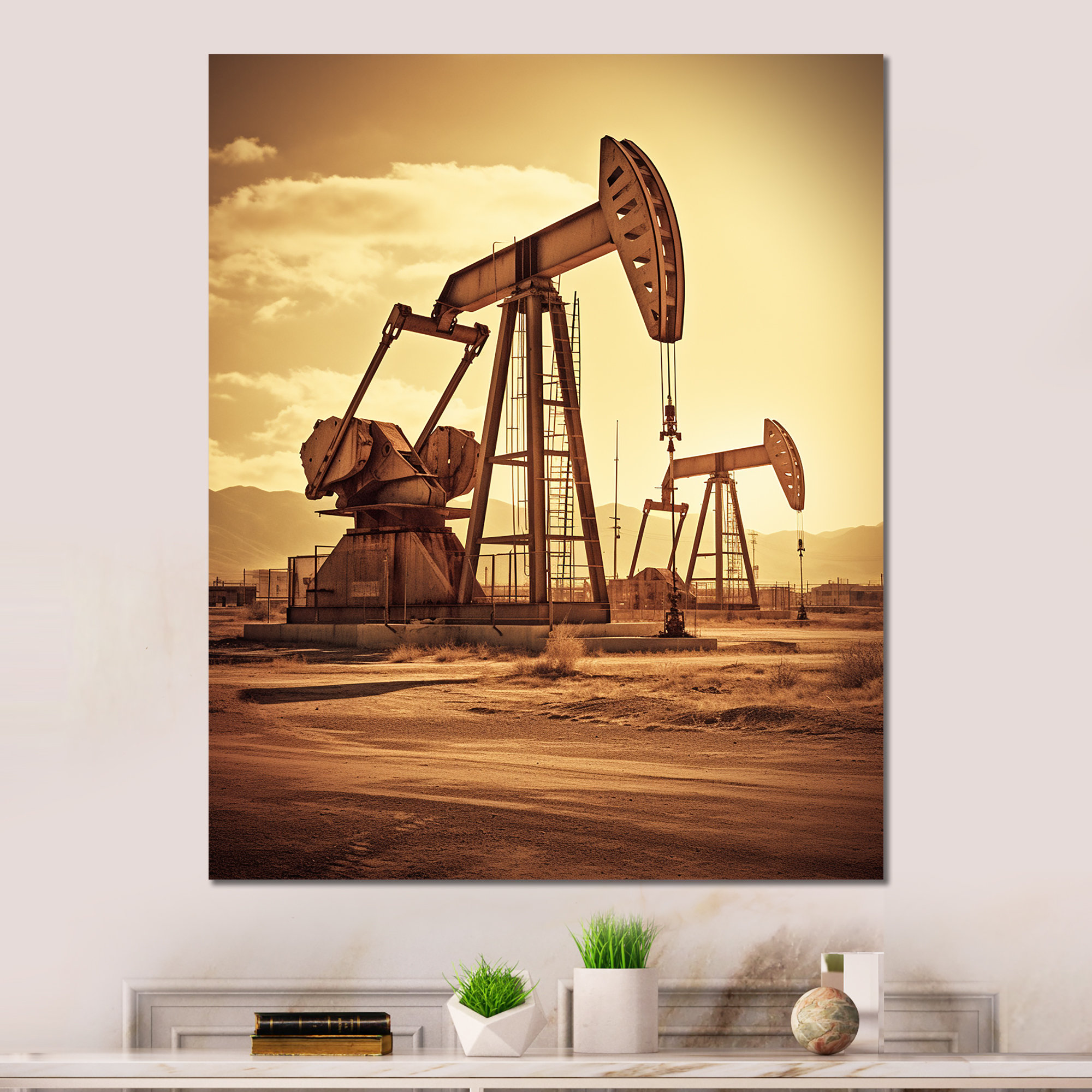 Red Barrel Studio® " Vintage Oil Drilling Rig Horizon " on | Wayfair