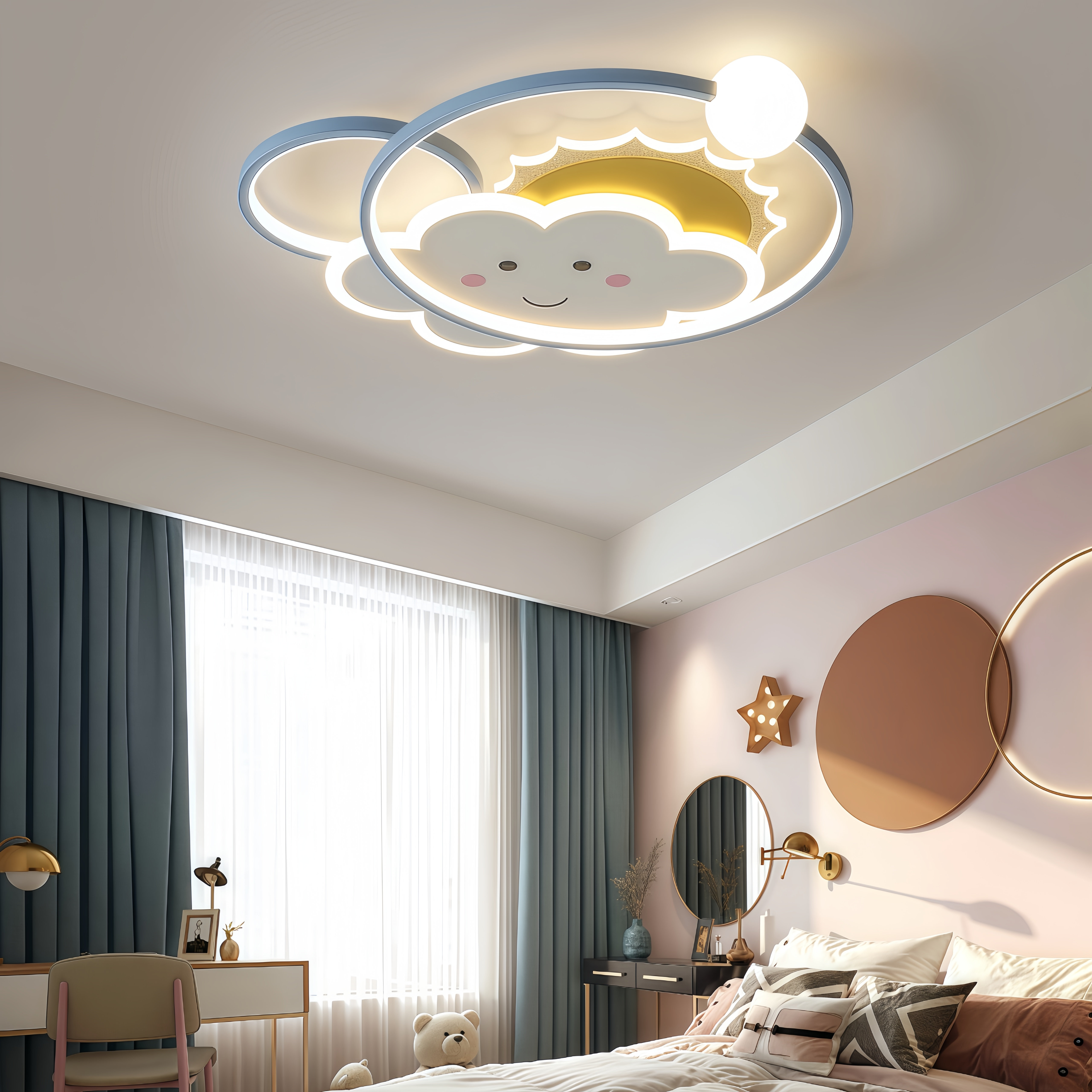 Zoomie Kids 22" Modern Children Flush Mount Lighting Cloud Shape LED ...