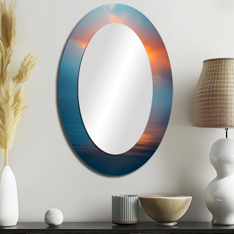 Dovecove Serene Lighthouse In Sunset Mist - Coastal Oval Decorative ...