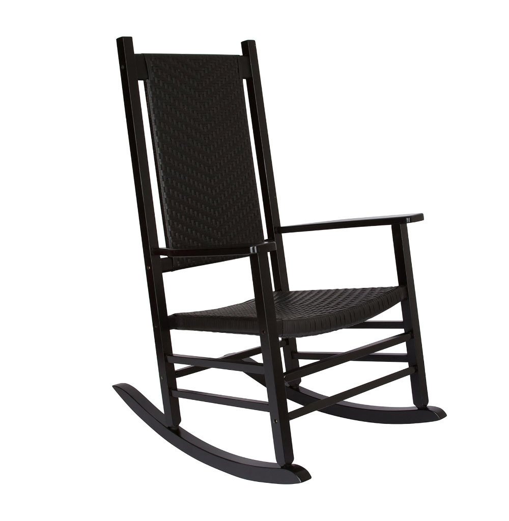 Lark Manor™ Porch Rocker, High Back Wood Rocking Chair, Rattan Backrest ...