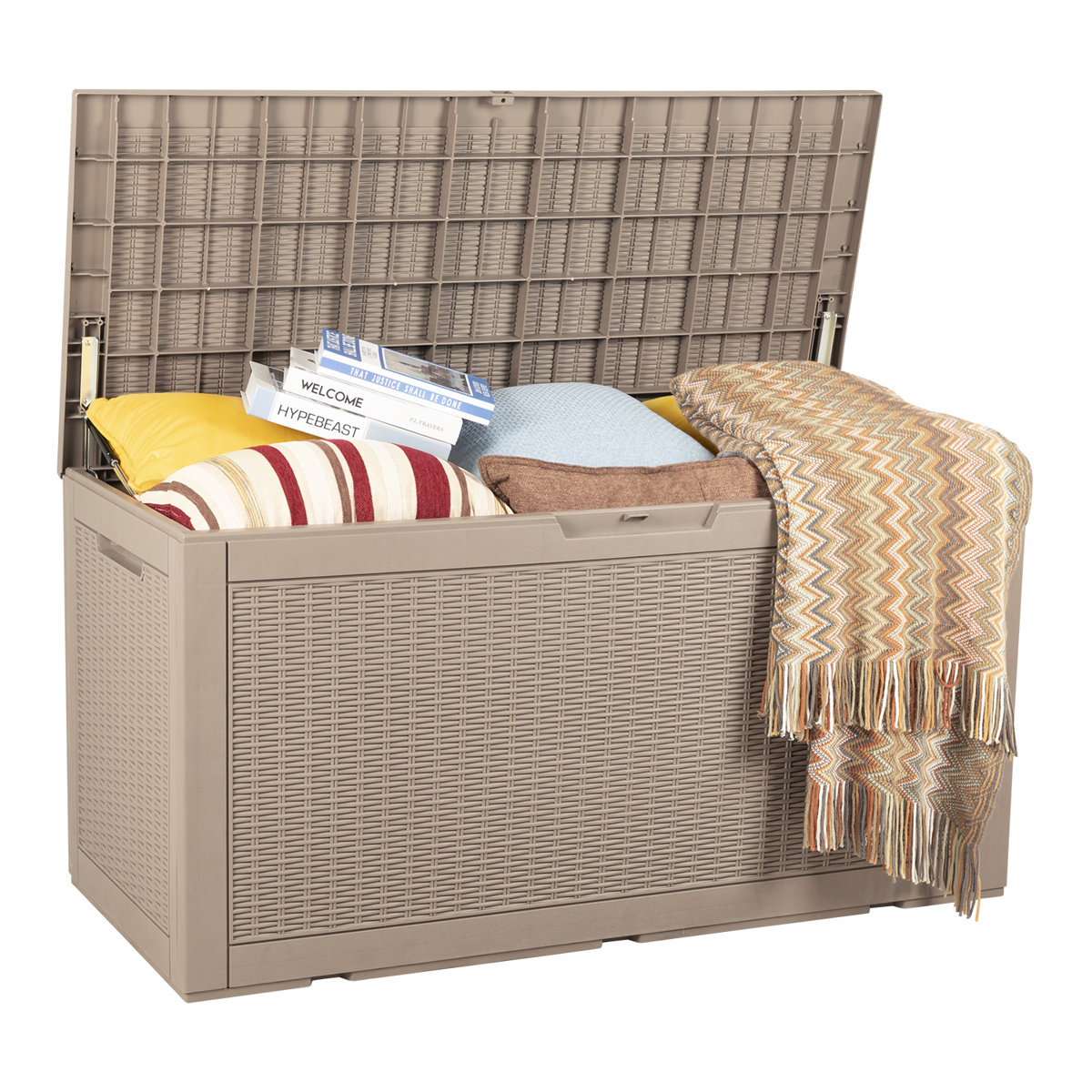 Devoko 100 Gallon Water Resistant Plastic Deck Storage Container Box ...