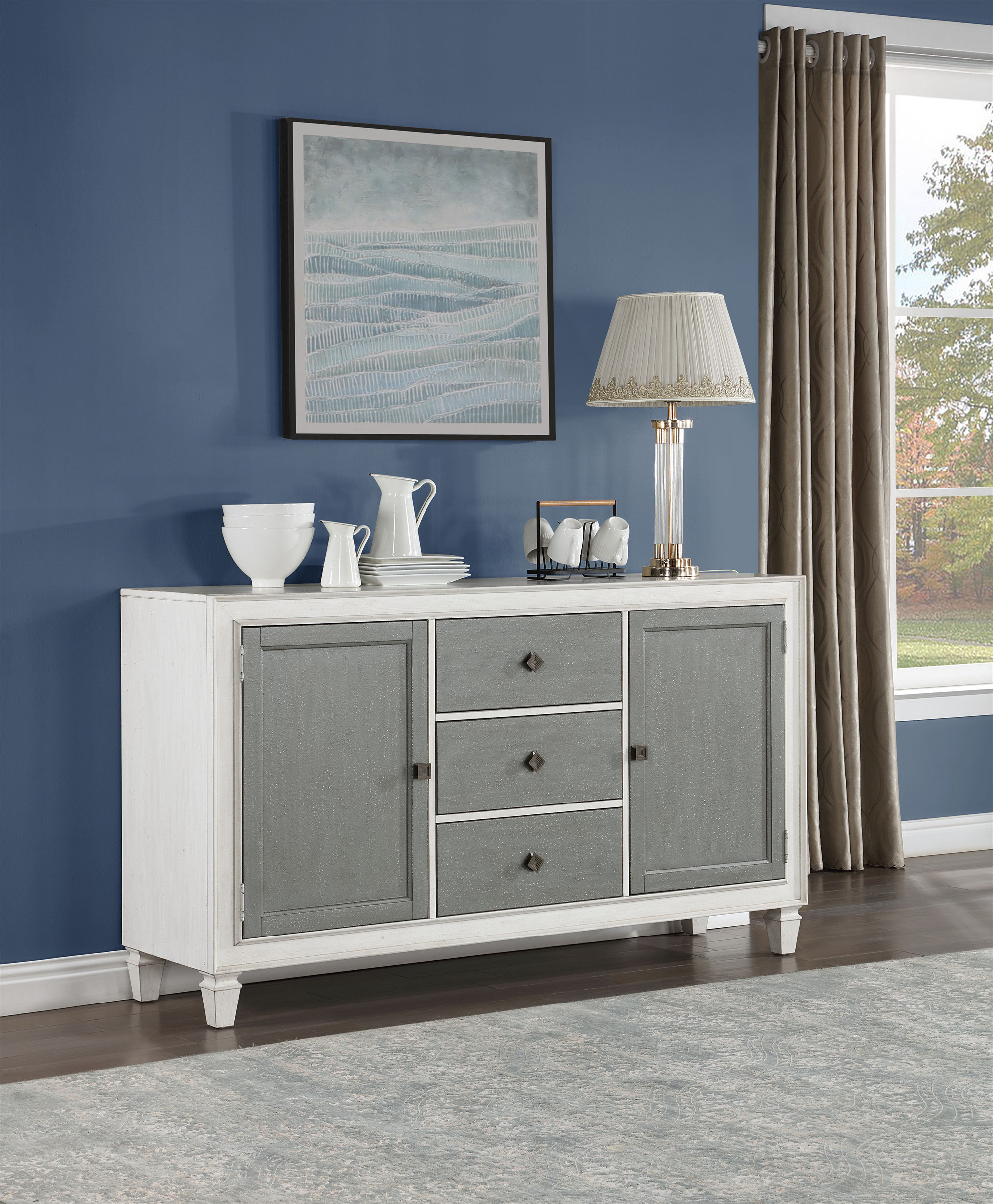 Canora Grey Katia Rustic Gray & Weathered White Finish Server | Wayfair