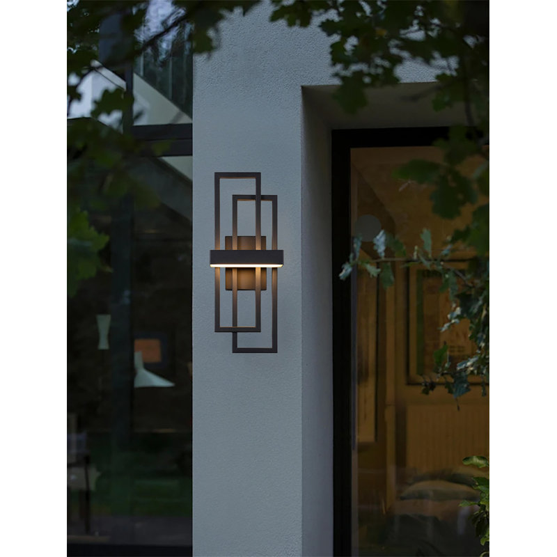 Orren Ellis Modern Outdoor Wall Light – Dual Rectangle Exterior ...