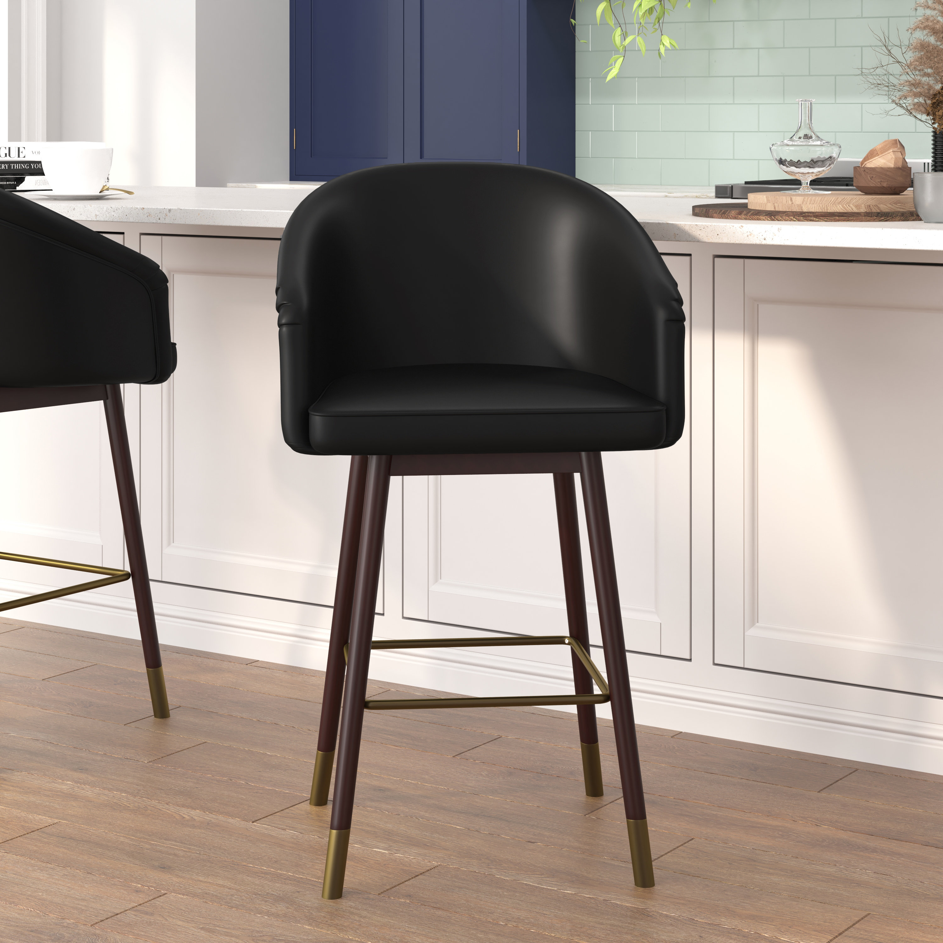 Wade Logan® Ansli Commercial Counter Stools-Wood Legs & Reviews ...