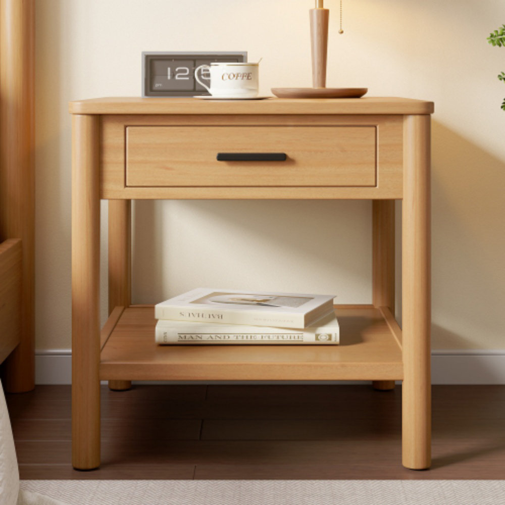 Orren Ellis Natural Colour End Table With 1 Drawer - Knock-Down Design ...