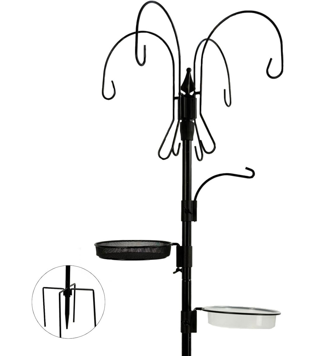 Arlmont & Co. Bird Feeder Pole, 75 Inch 5 Hooks Heavy-Duty Feeder And ...