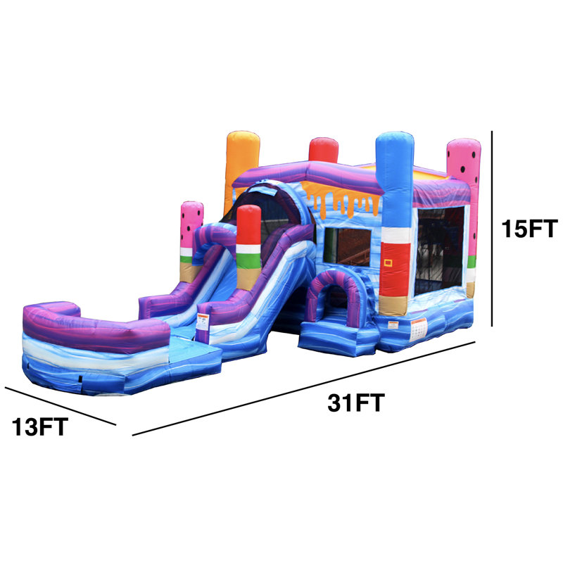 JumpOrange Ice Pops Bounce House Water Slide Combo with Splash Pool ...