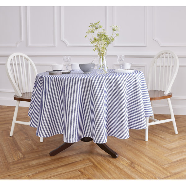 Solino Home Amalfi Stripe - 100% Pure Linen Round Tablecloth | Wayfair