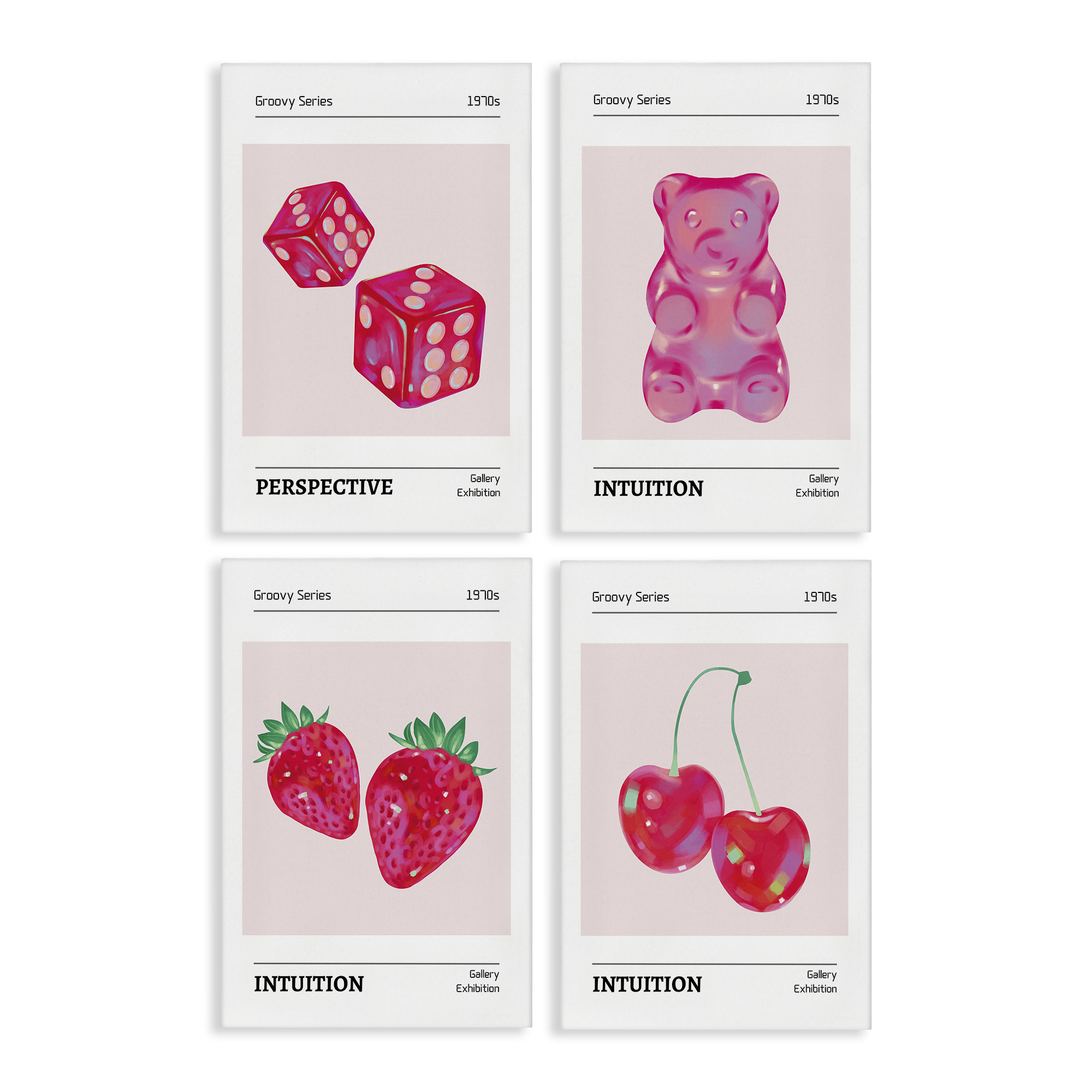 Latitude Run® Groovy Pink Gallery Collection 4 Piece Canvas Wall Art ...