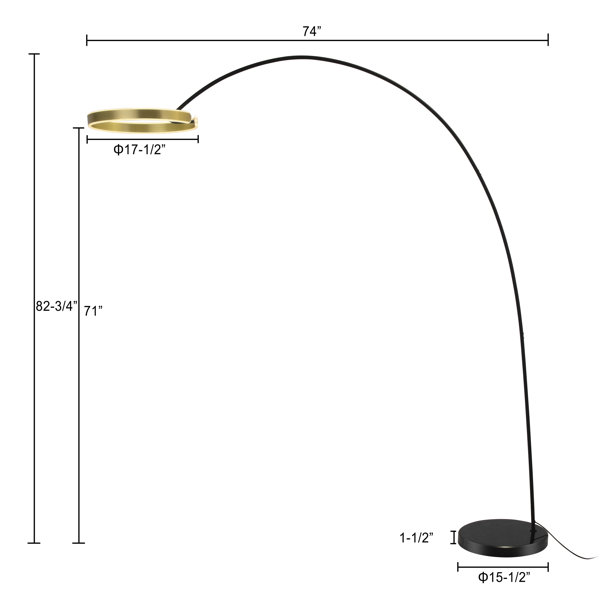 Ivy Bronx Khulan LED Dimmable Long Reach Adjustable Arched Floor Lamp ...