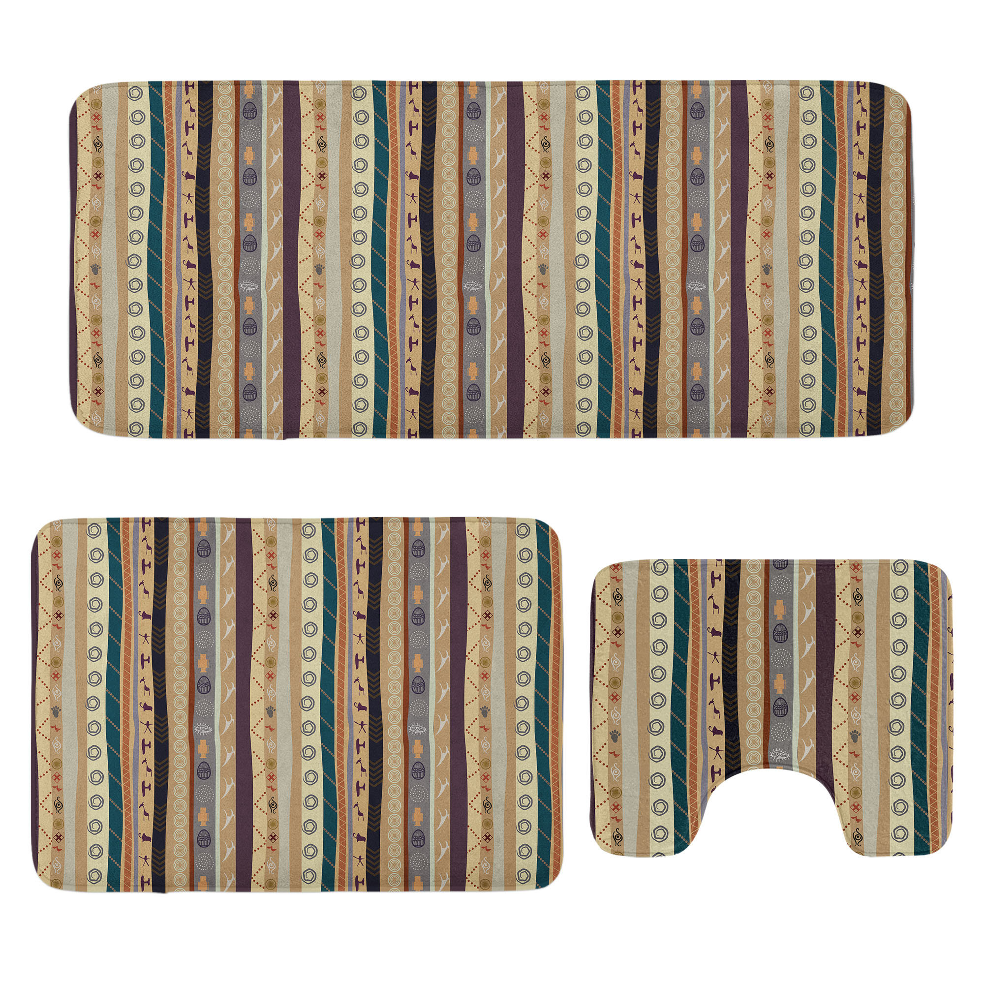 East Urban Home Vintage Bathroom Rug Set 3 Pieces U-Shape & Rectangle ...