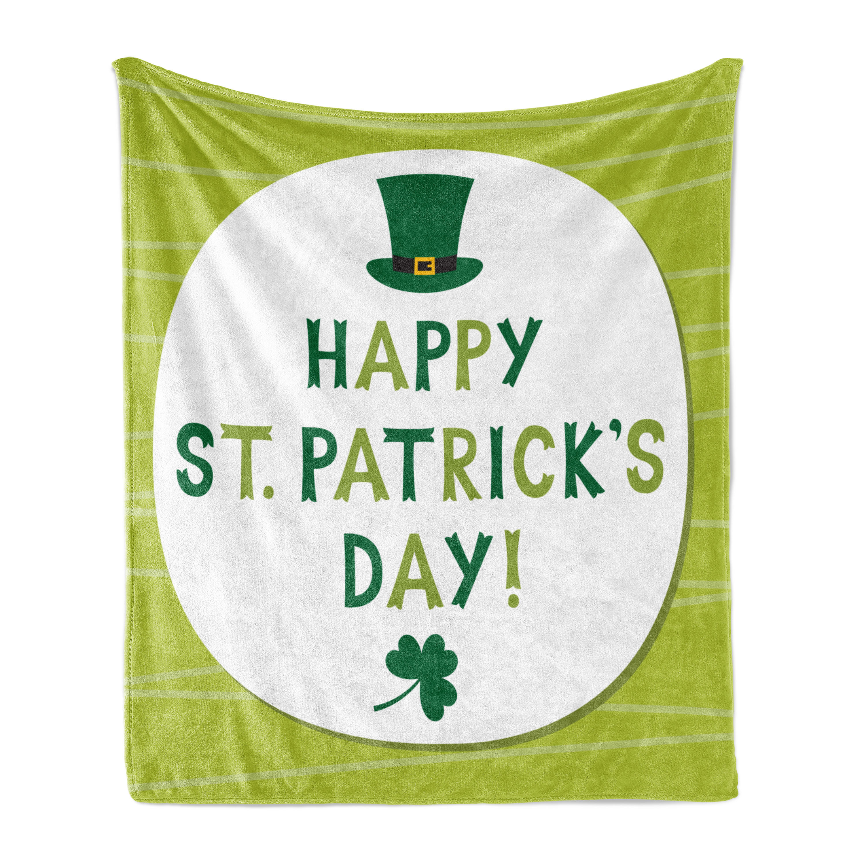 Ambesonne St. Patrick's Day Fleece Throw Blanket Retro Pale Green White ...