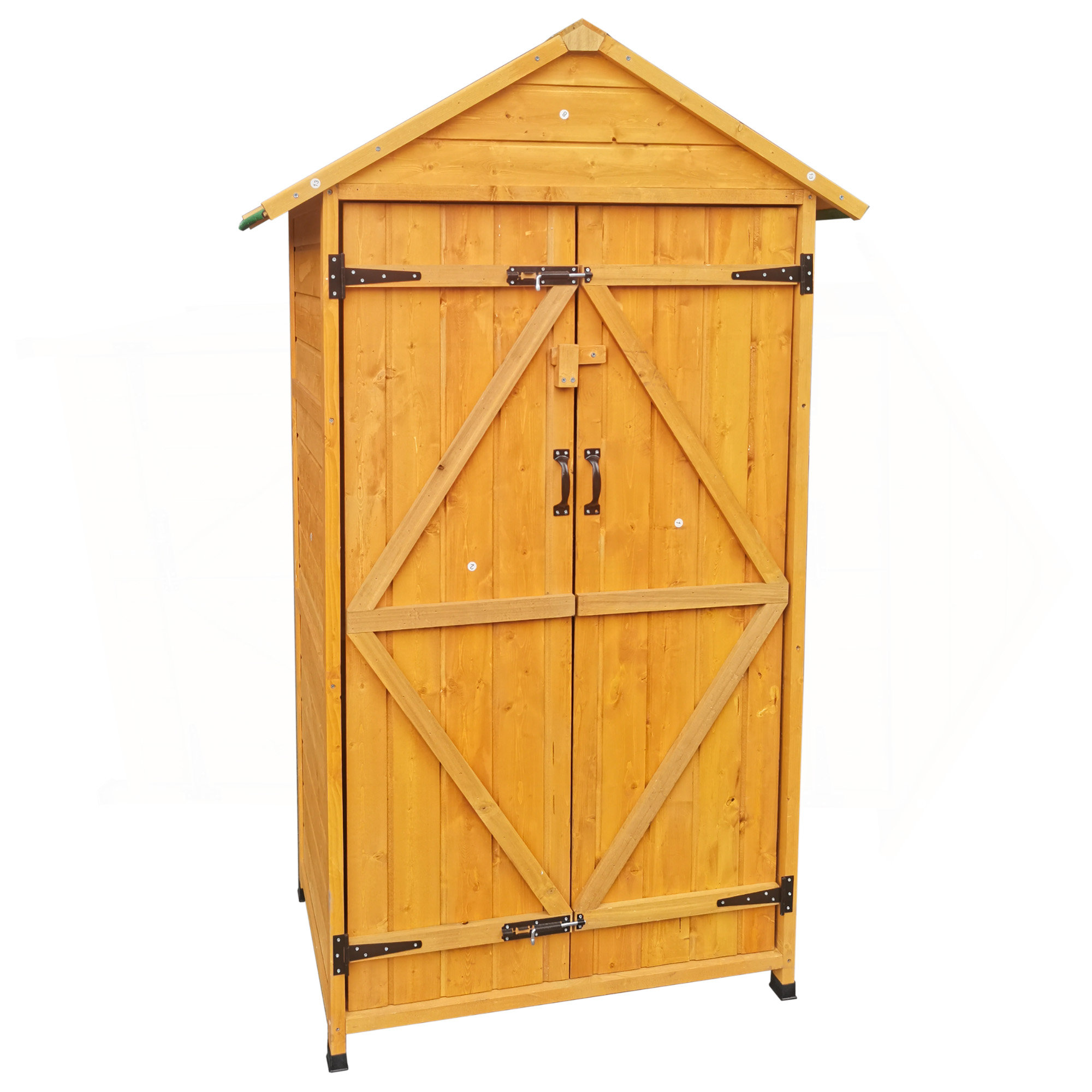 Alxfarton WOODEN SHED Natural For Backyard Garden Big Spire Tool ...