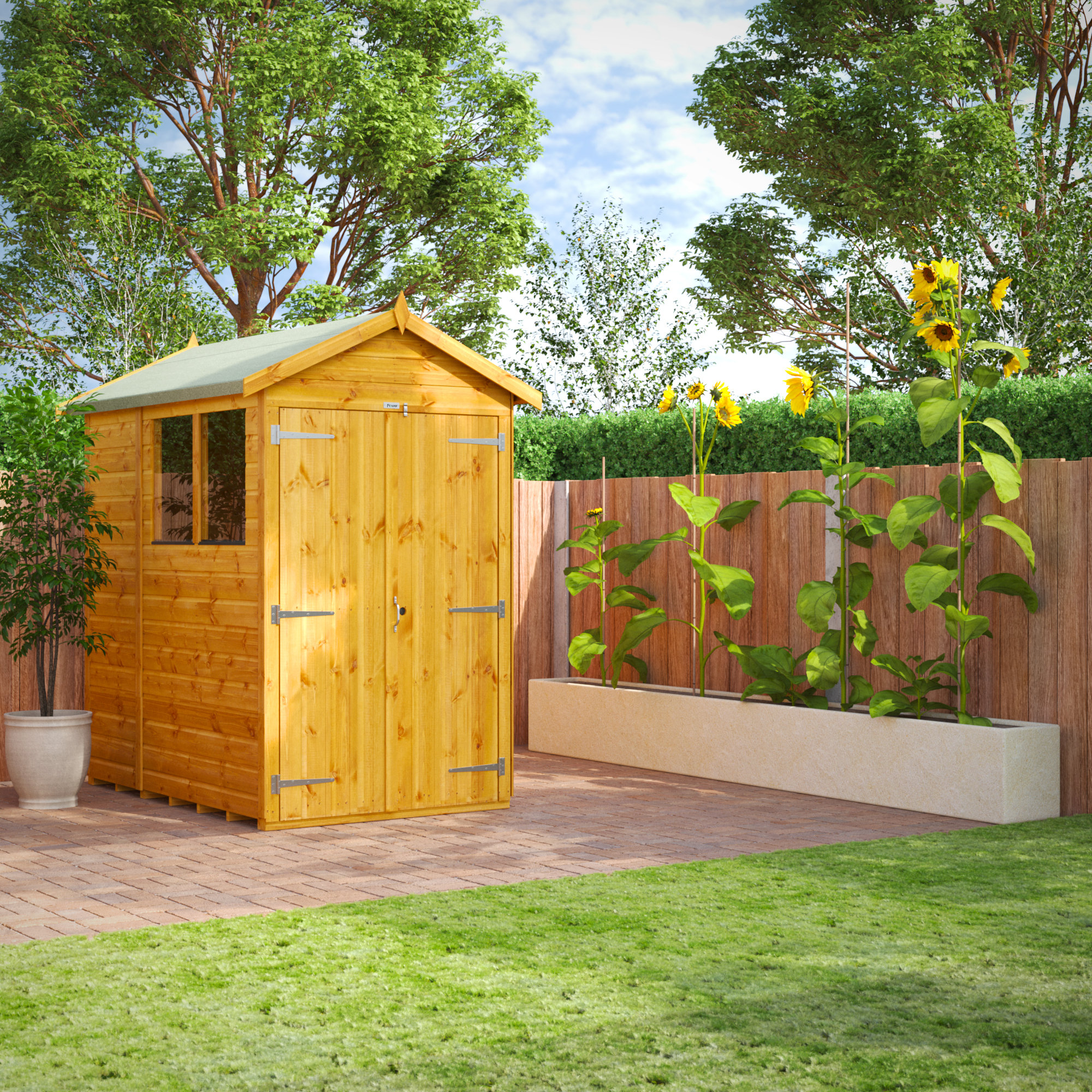 POWERSHEDS 4.3 ft. W x 6.4 ft. D Solid Wood Tongue & Groove Steep Slope ...