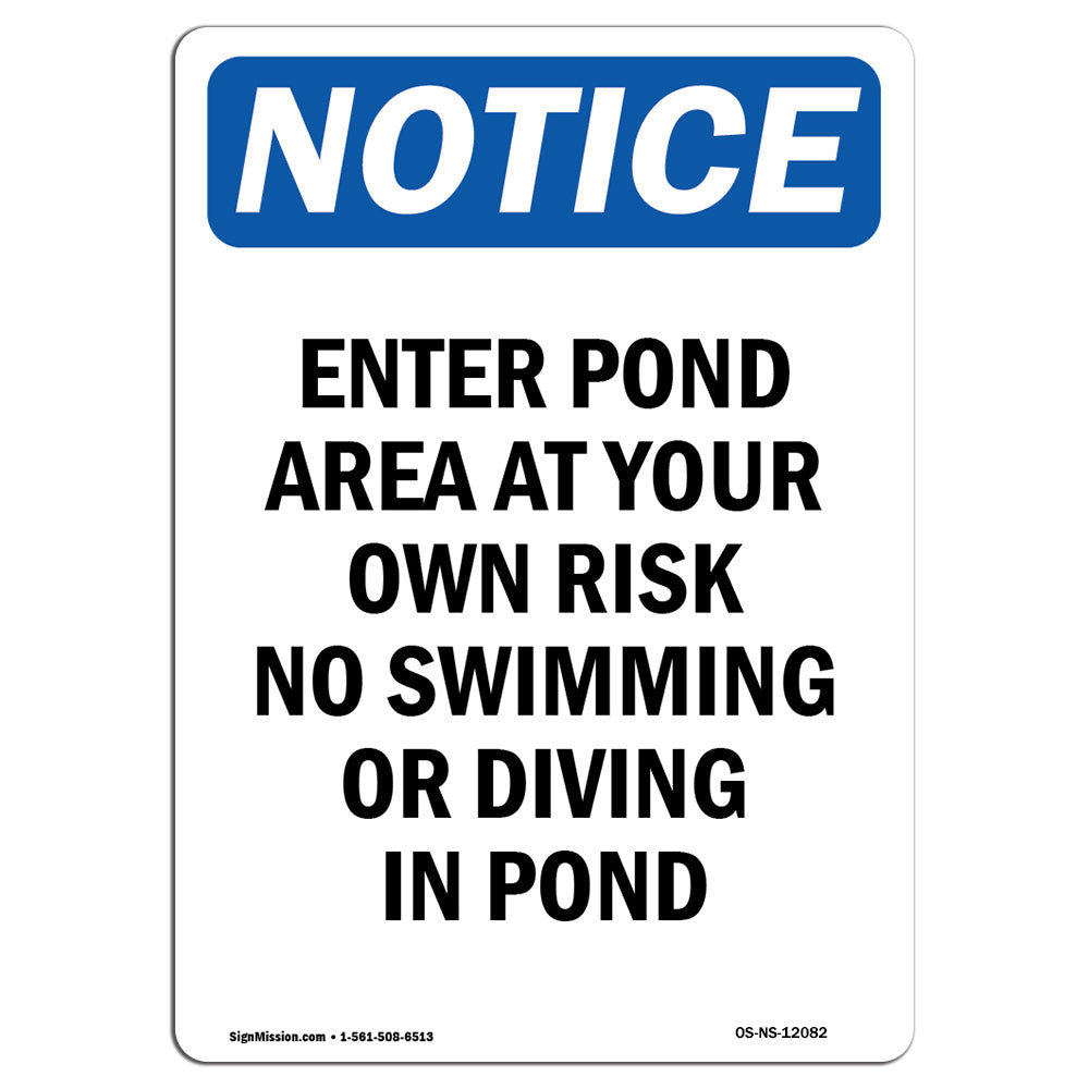 SignMission Enter Pond Area at Your Own Risk Sign | Wayfair
