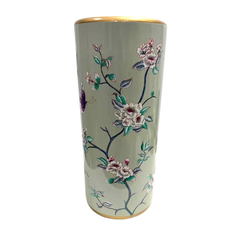 Astoria Grand Green And Gold Floral Ceramic Umbrella Stand | Wayfair.co.uk