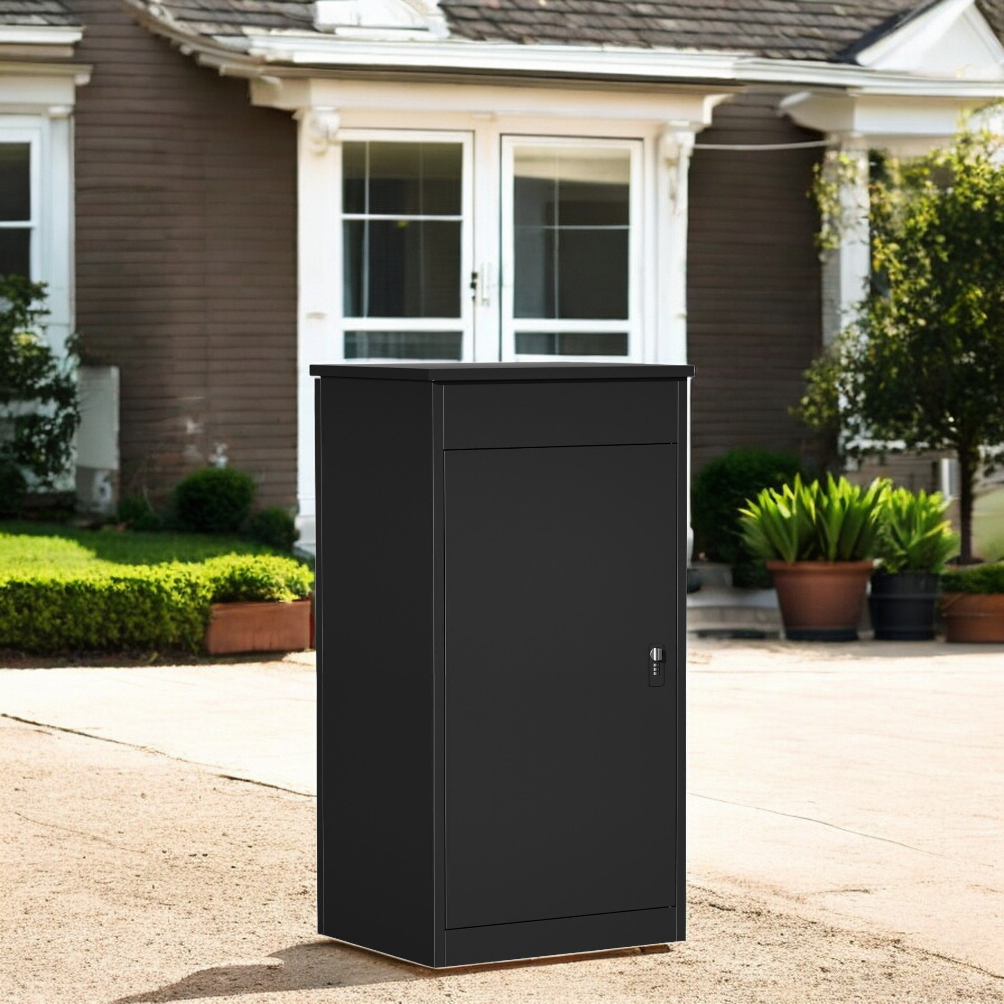 LUBMIA Galvanized Steel Locking Parcel Package Drop, Outdoor Parcel Box ...