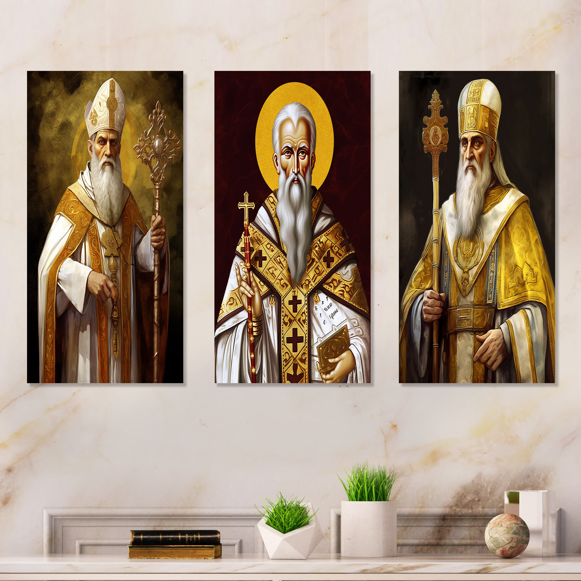 Alcott Hill Gold Religious Priest - Religious Portrait Canvas Wall Art ...