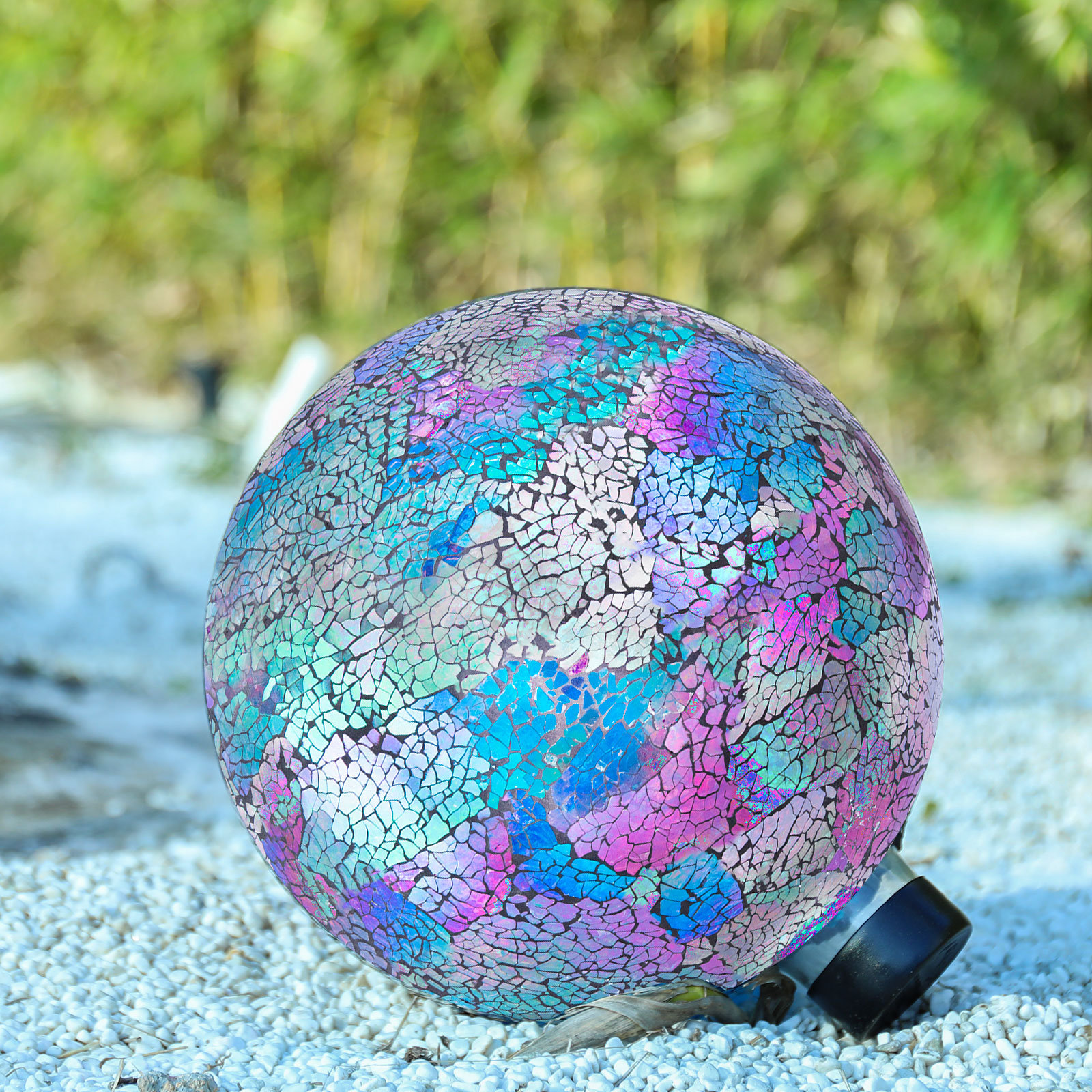 Arlmont & Co. Gazing Ball Garden-cracked Glass Ball Outdoor Decorated ...
