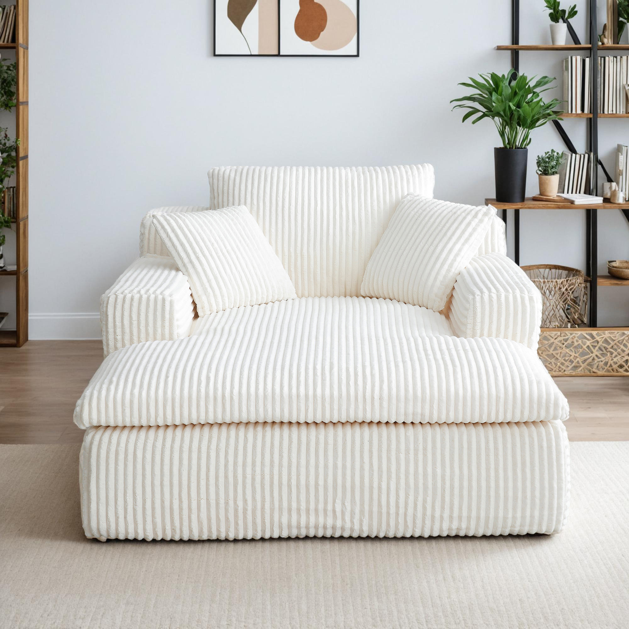 Mercer41 Khalif 51" Wide Chaise Lounge Sofa Chair with Stacked Cushions ...