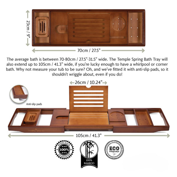Hokku Designs Bathtub Caddy Tray - Extendable Bath Tray For Bathtub ...