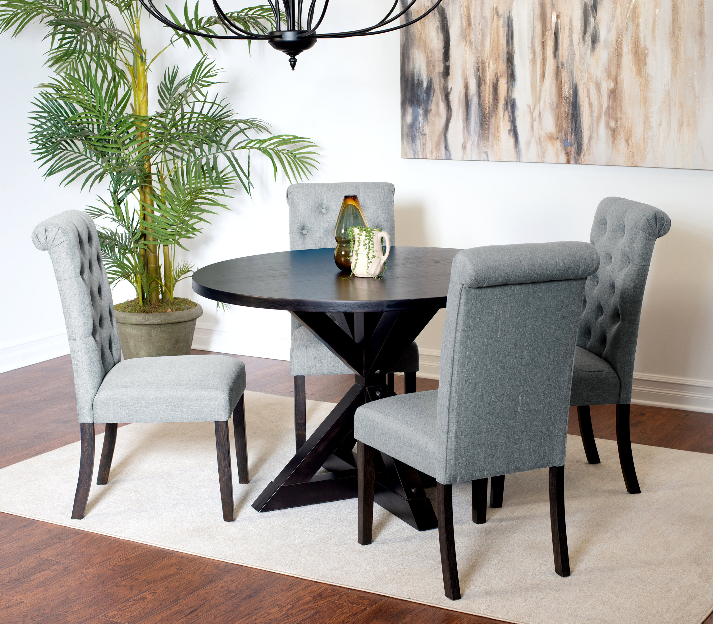 Lark Manor 5-Piece Dining Set, Cross-Buck Dining Table With 4 Stylish ...