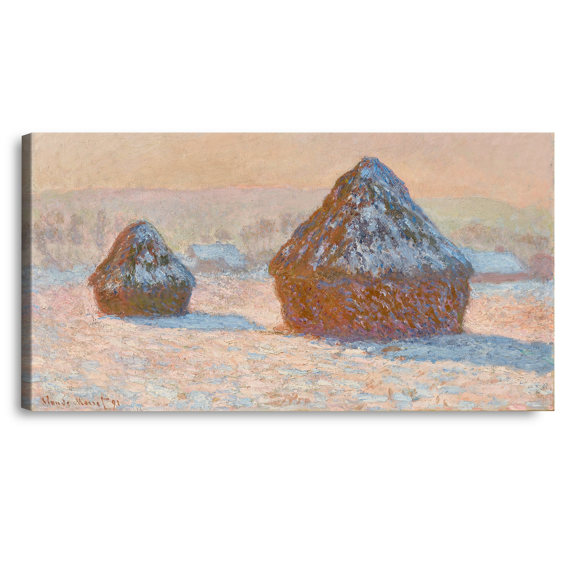 A&T ARTWORK Wheatstacks, Snow Effect, Morning by Claude Monet The World ...