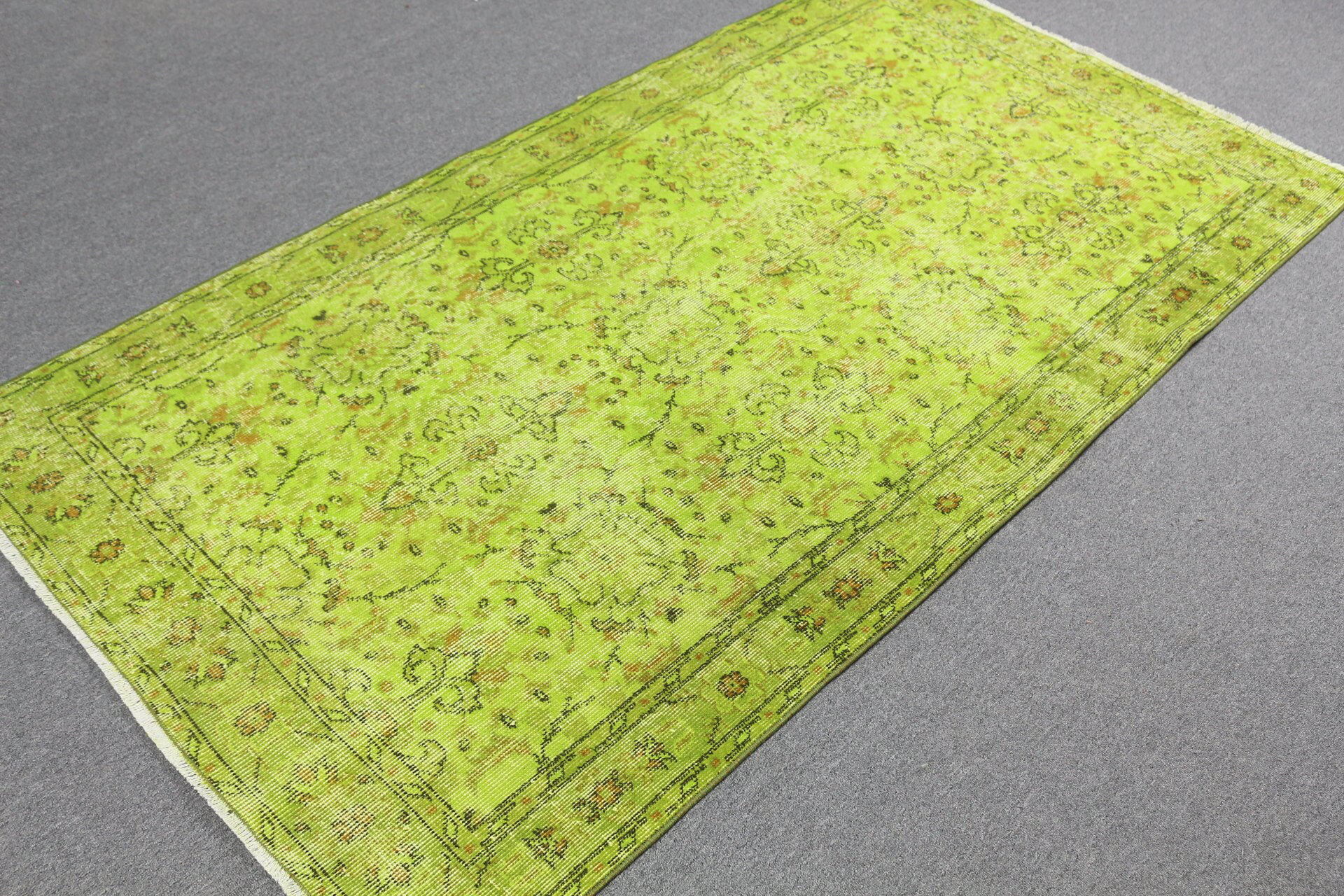 Bungalow Rose Antique Green Overdyed Turkish Rug Perfect for Livening ...