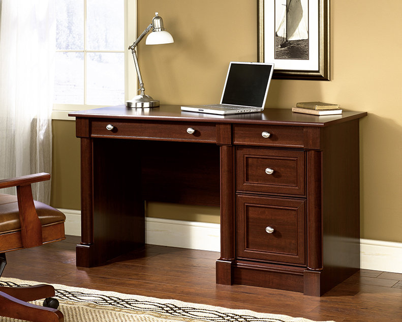 Inbox Zero Cherry Finish Computer Desk | Wayfair