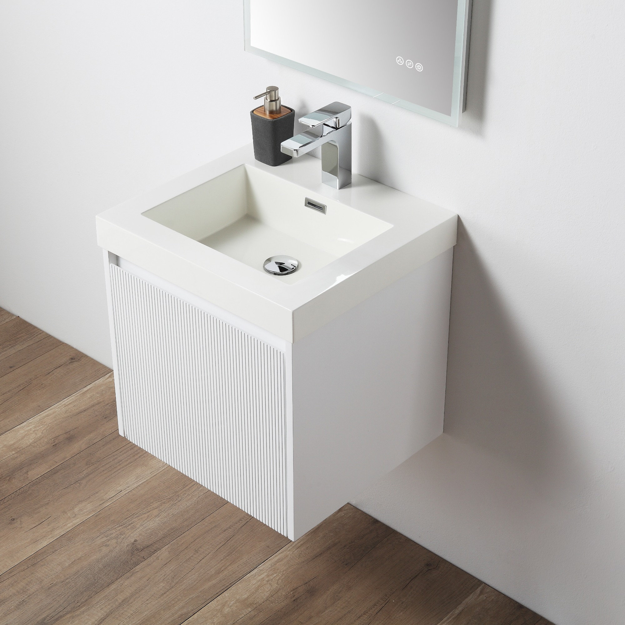Mercer41 Loften 20" Wall Mounted Single Bathroom Vanity with Acrylic ...