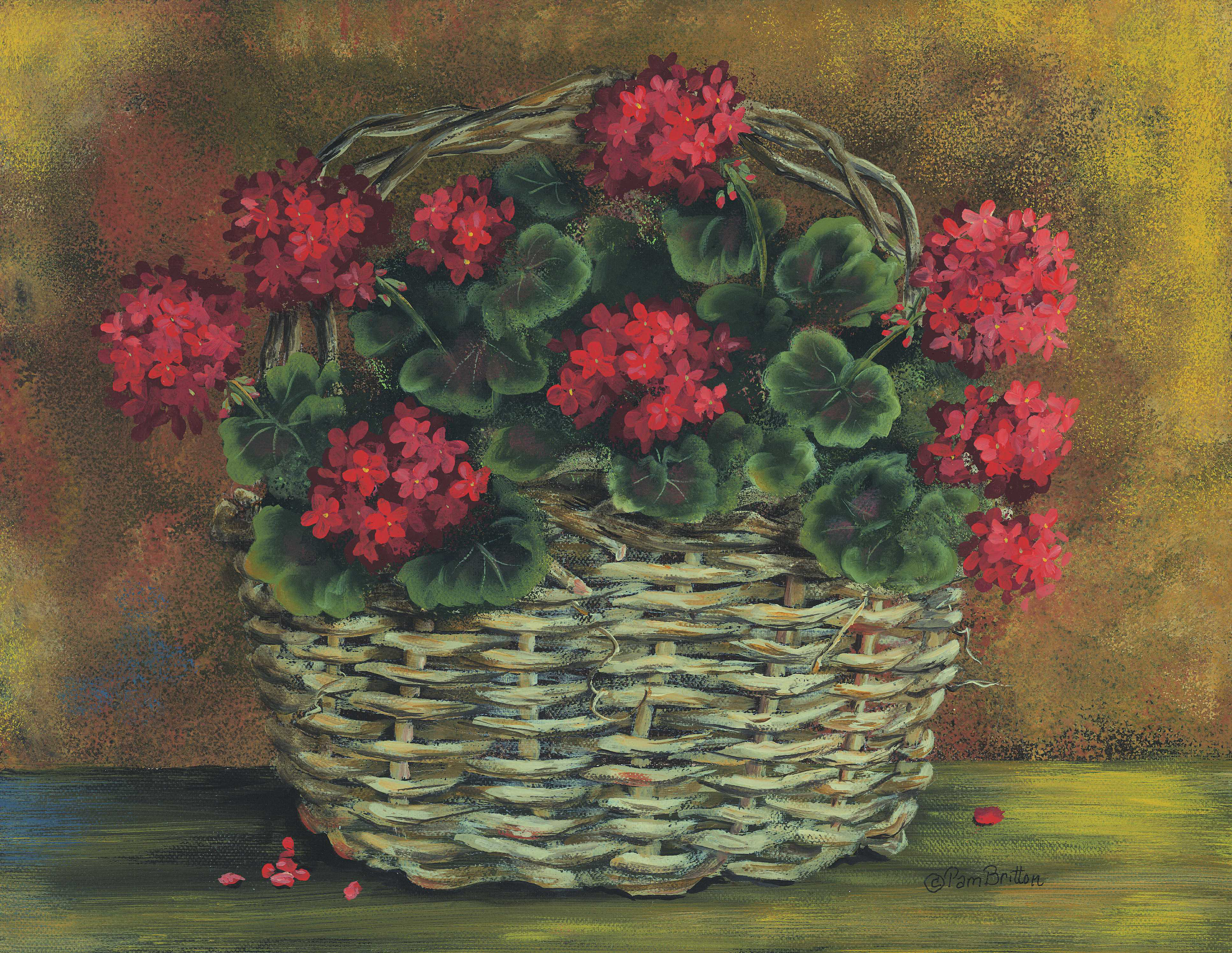 Wildon Home® Red Geraniums by Pam Britton - Wrapped Canvas Print | Wayfair