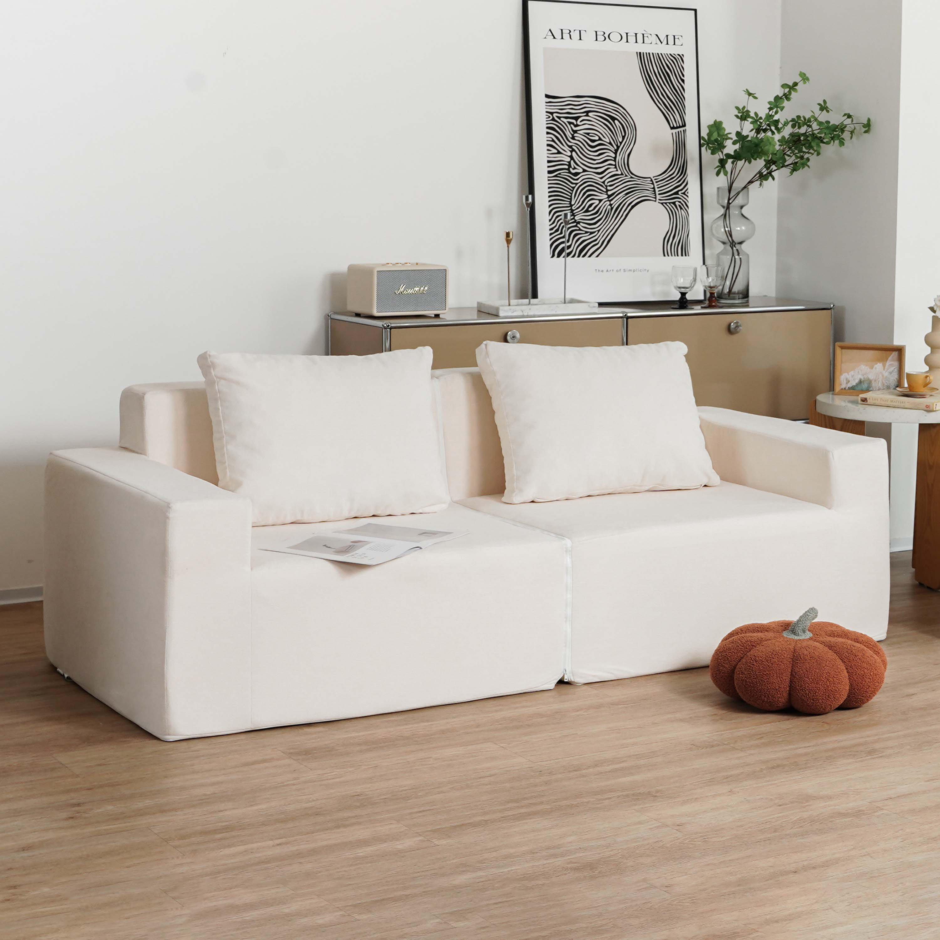 Inbox Zero Milissent No Installation&Convertible Living room foam sofa ...