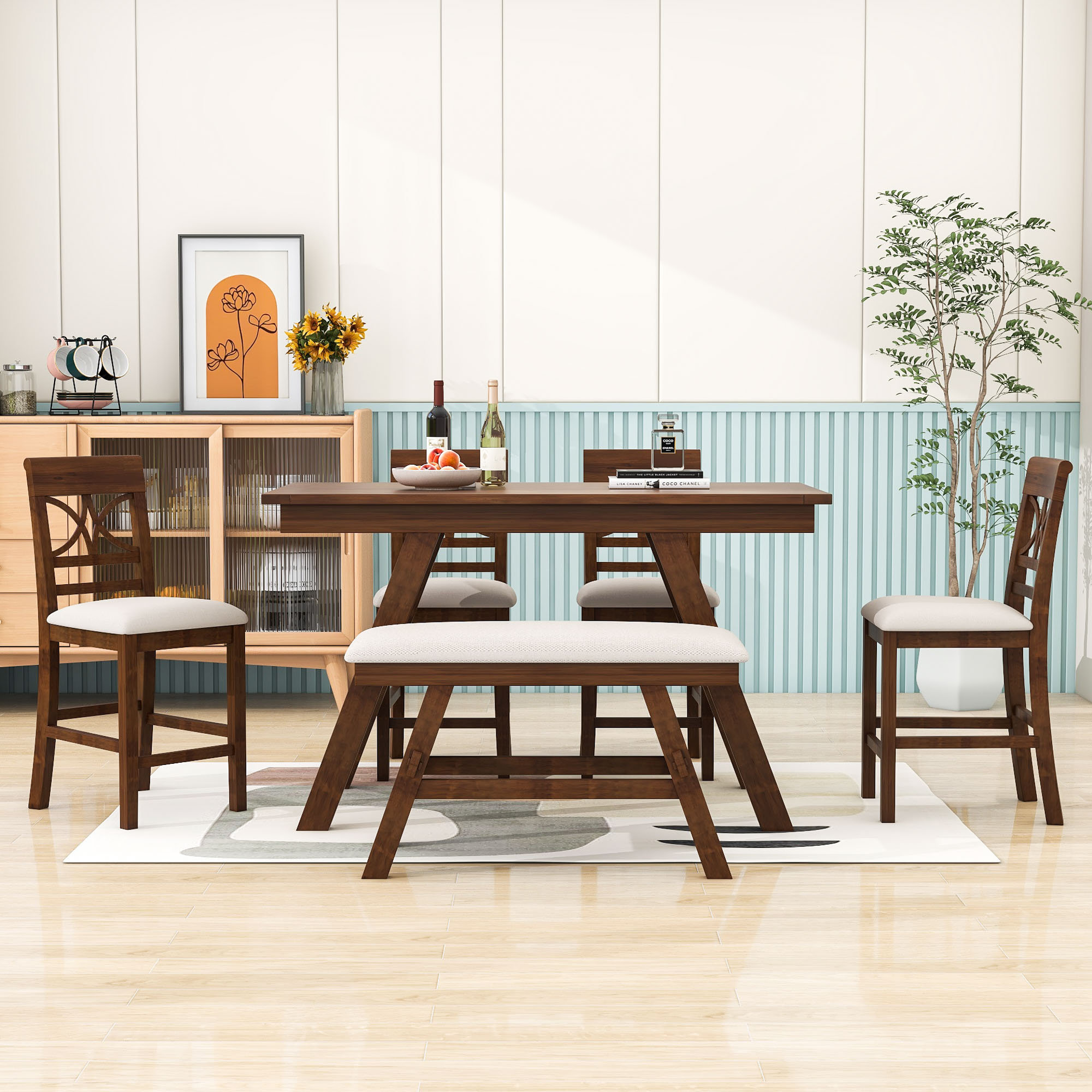 Lark Manor™ Essonne 6-Piece Dining Set, Counter Height Table with ...