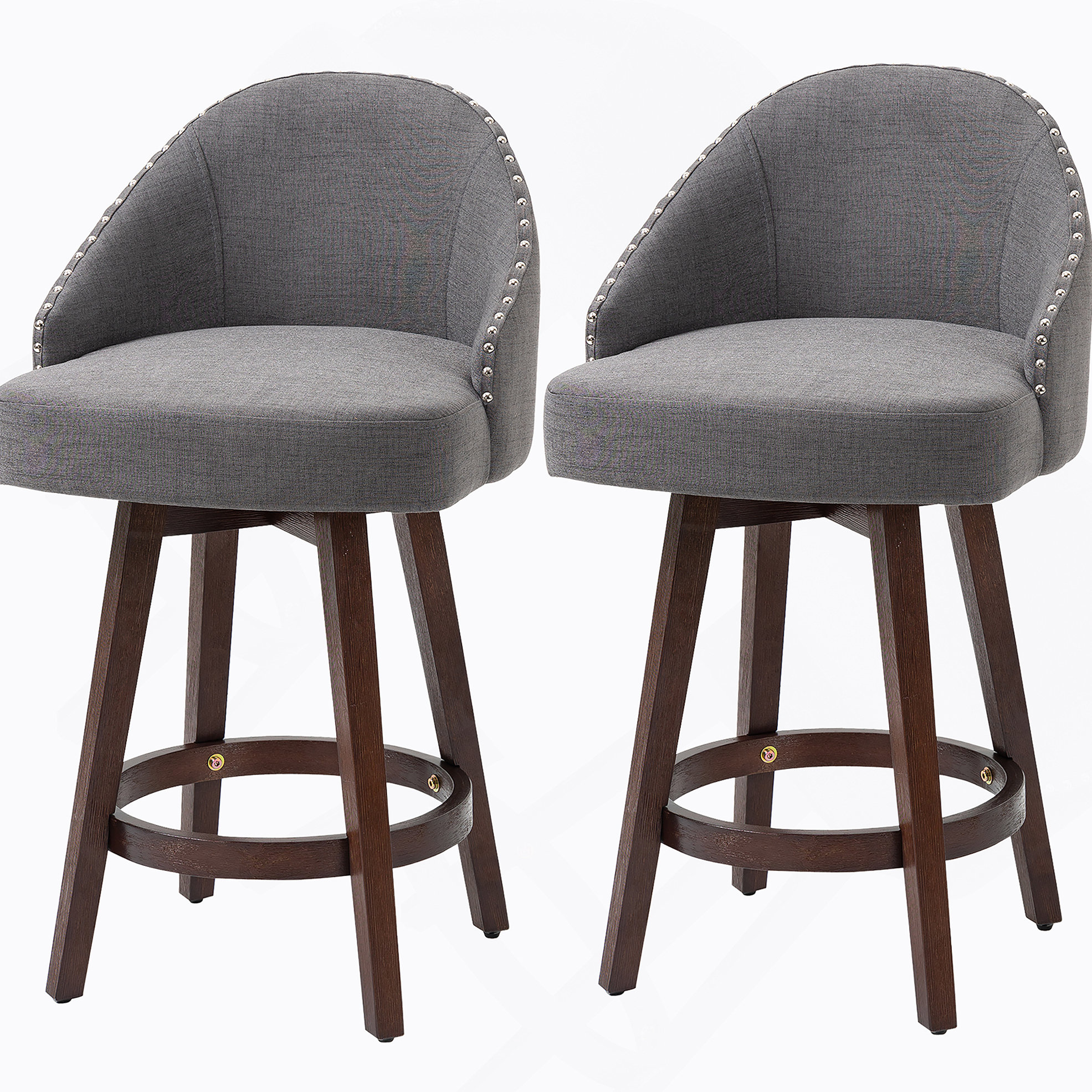 Red Barrel Studio® 26" Counter Height Bar Stools, Linen Fabric Kitchen ...