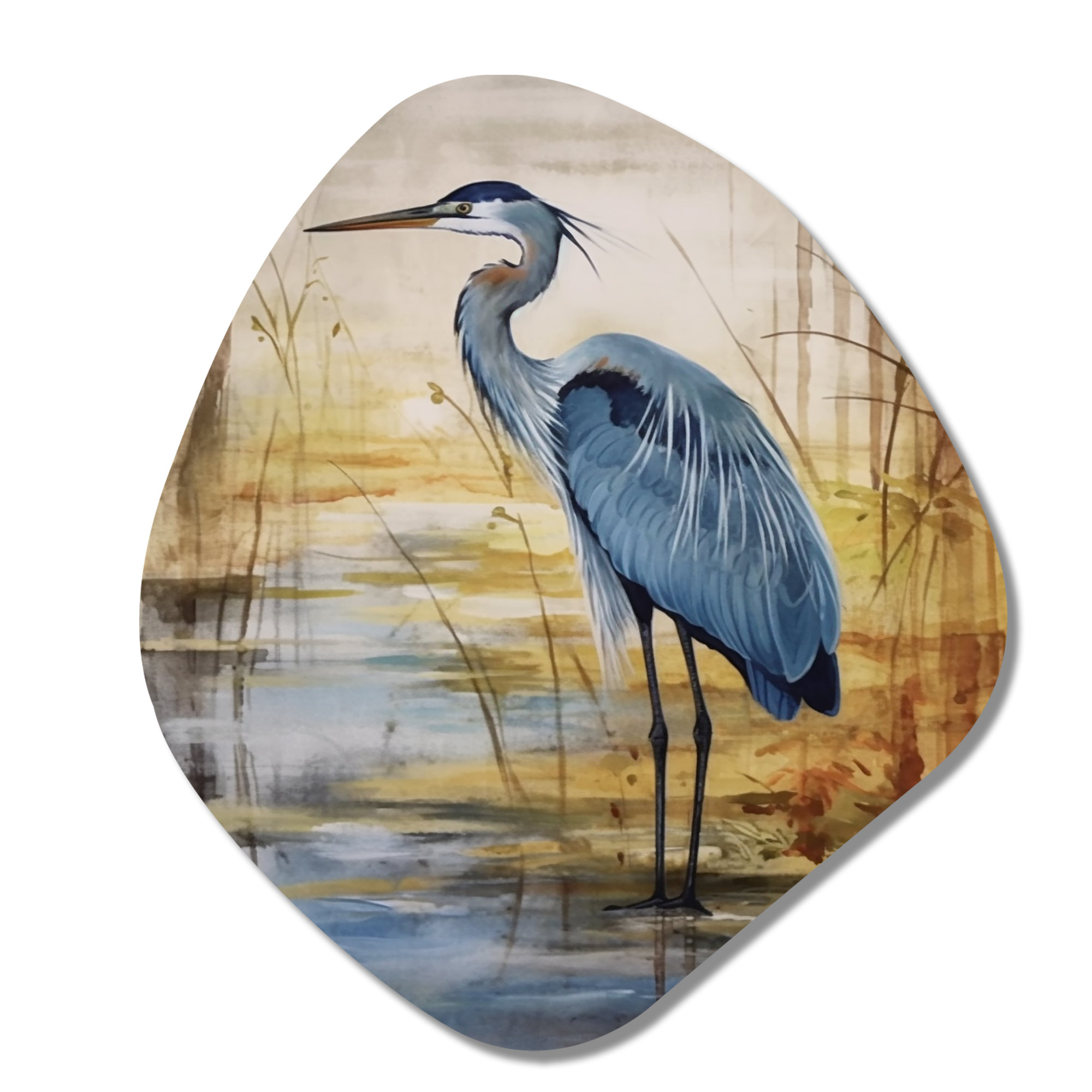 Design Art Blue Heron By The Watersite Watercolor - Animals Bird Nebula ...
