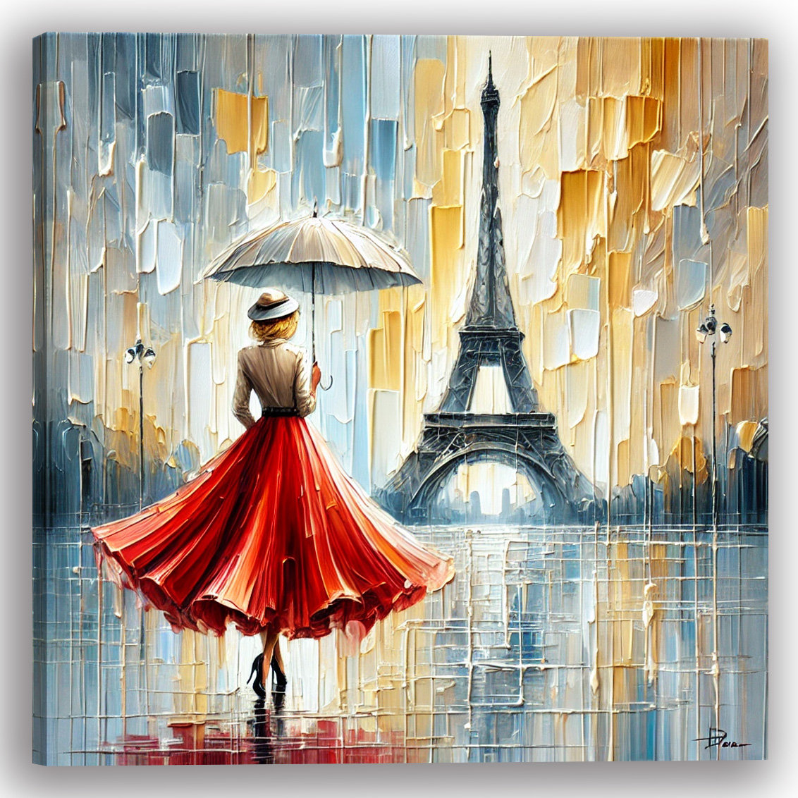 Orren Ellis Parisian Glamour in the Rain Wrapped Canvas Wall Art | Wayfair