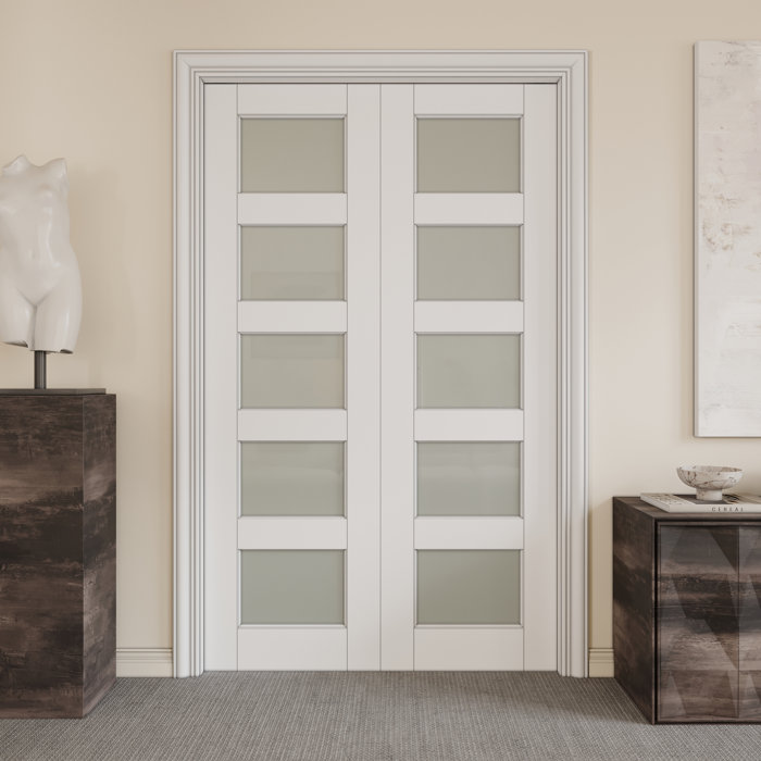 ARK DESIGN Interior Sliding Pocket Doors 5 Lite Tempered Frosted Glass ...