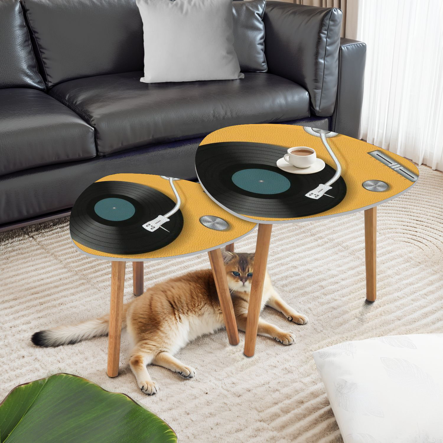 East Urban Home Triangle Nesting Coffee Table Set of 2 Vinyl record ...