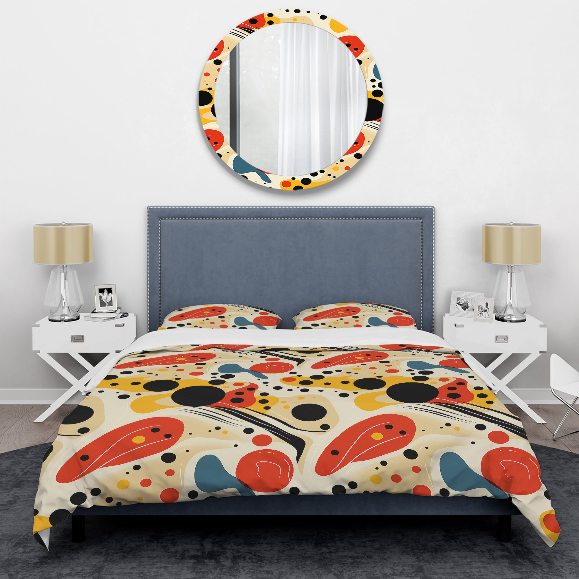 Design Art Red Popart Lichtensteins Lines Matrix IV Duvet Cover Set ...