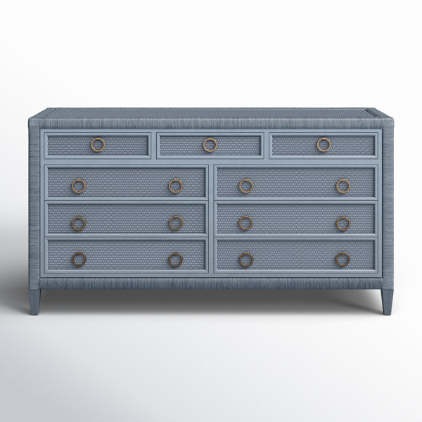 Warwick 9 Drawer 64" W Rattan Double Dresser | Birch Lane
