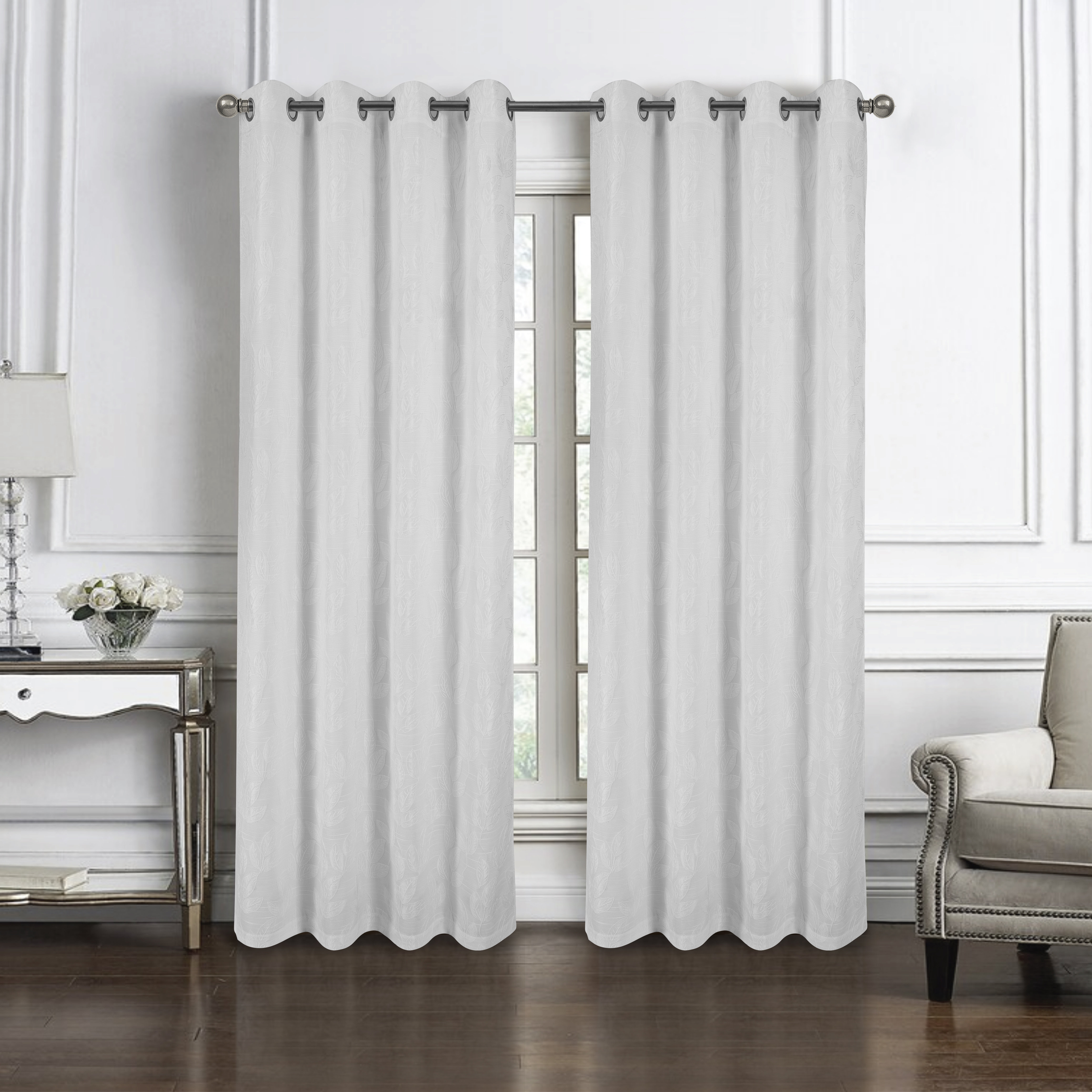 Gracie Oaks Leaf Jacquard Window Curtain Panel Pair | Wayfair