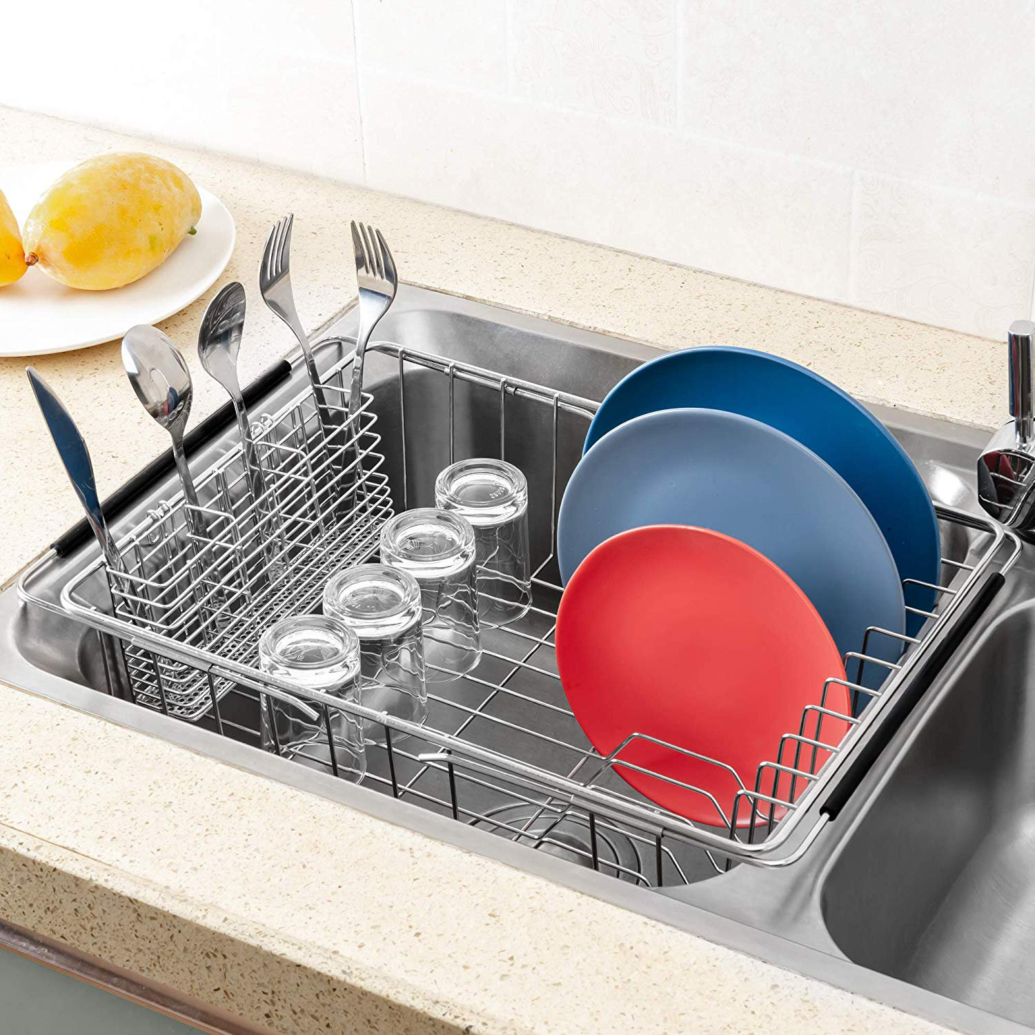COOREL Adjustable Stainless Steel In Sink Dish Rack | Wayfair