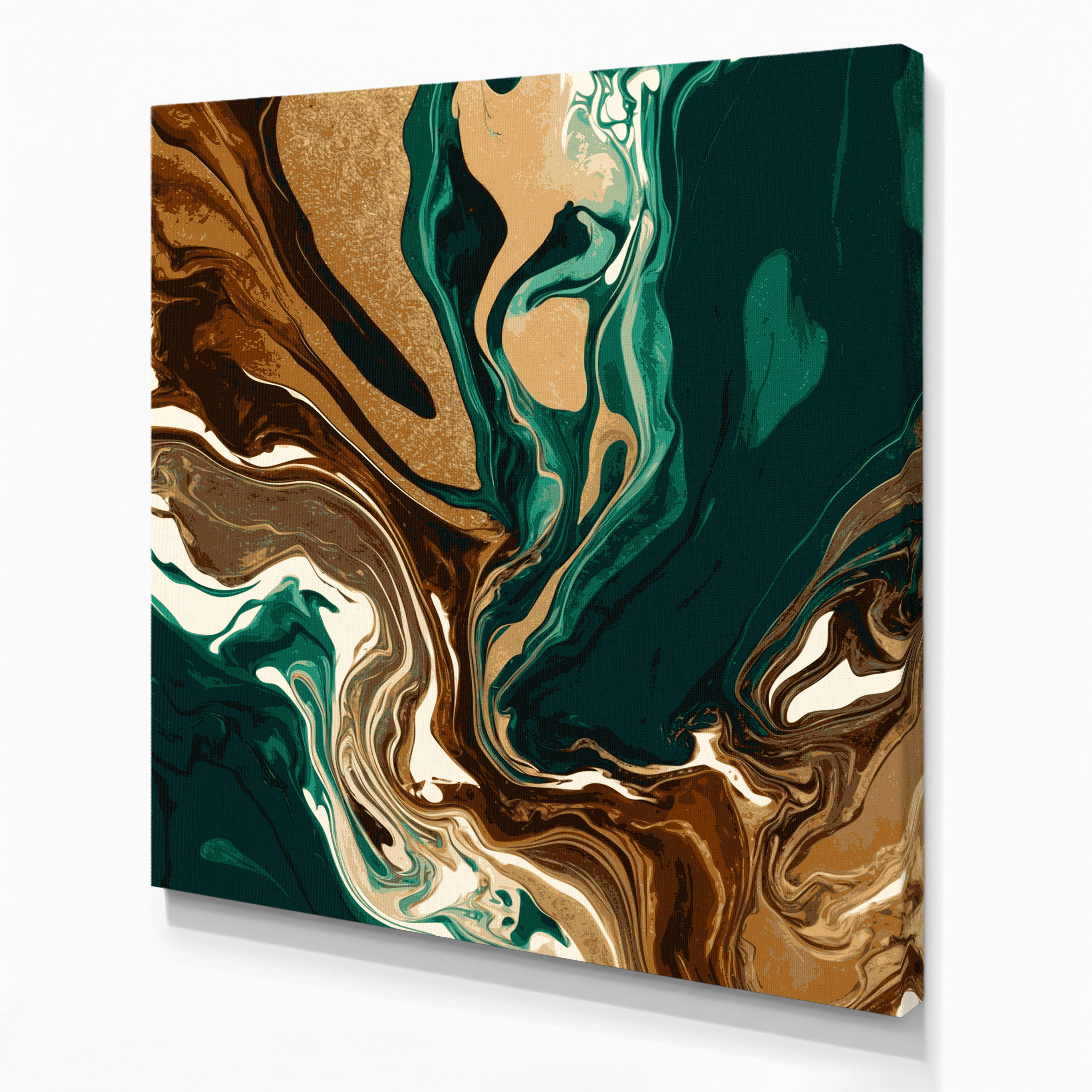Astoria Grand Abstract Fluid Art 84 Green Canvas Wall Art | Wayfair