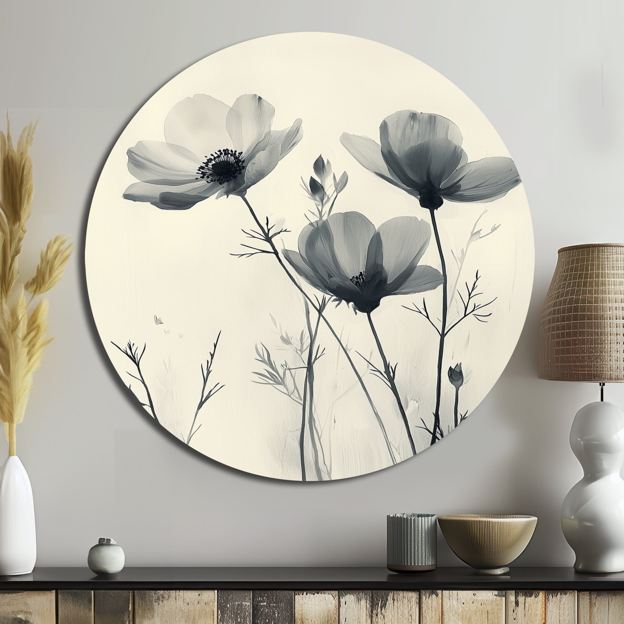Ebern Designs Silent Wild Bloom In Monochrome Wildflowers II ...
