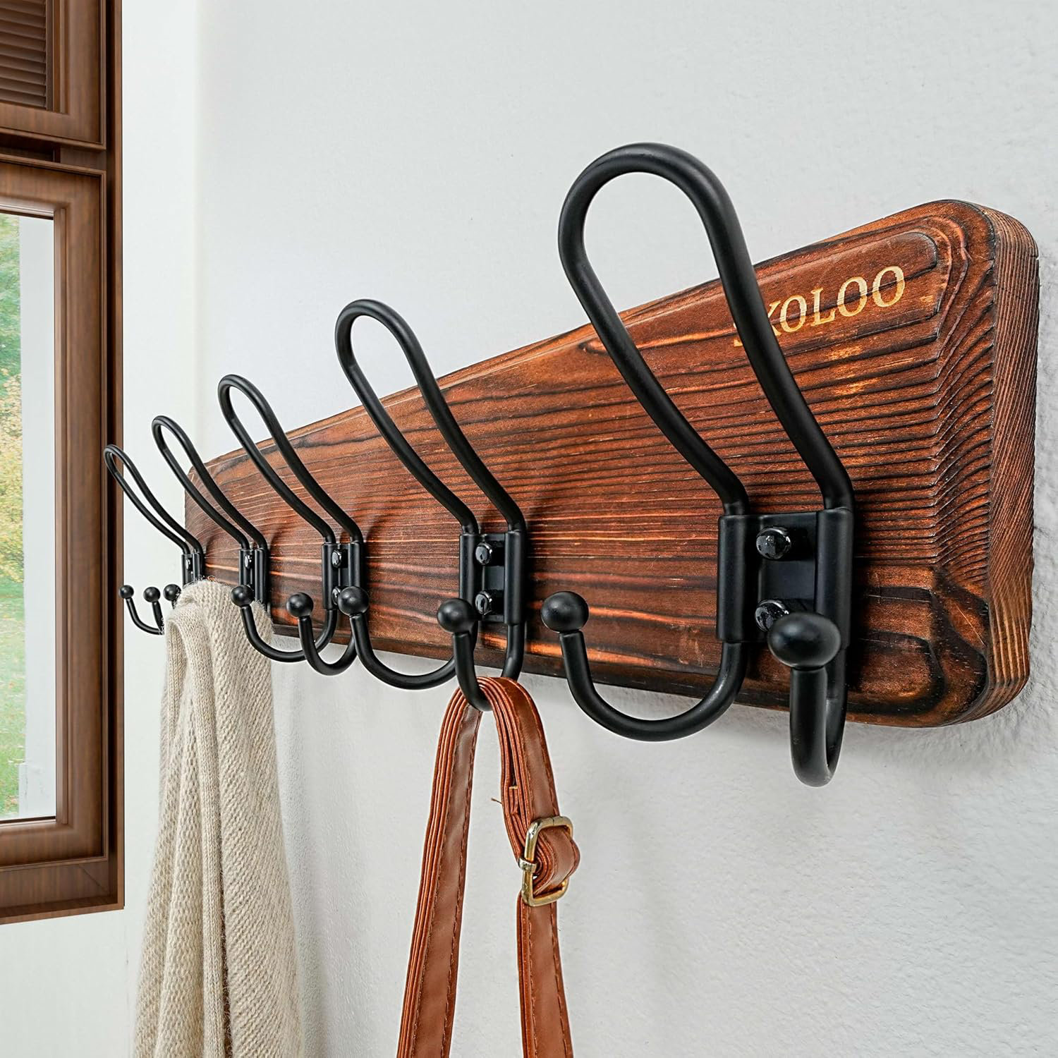 Williston Forge Hirma Sturdy Coat Rack Wall Mount with 5 Triple Hangers ...